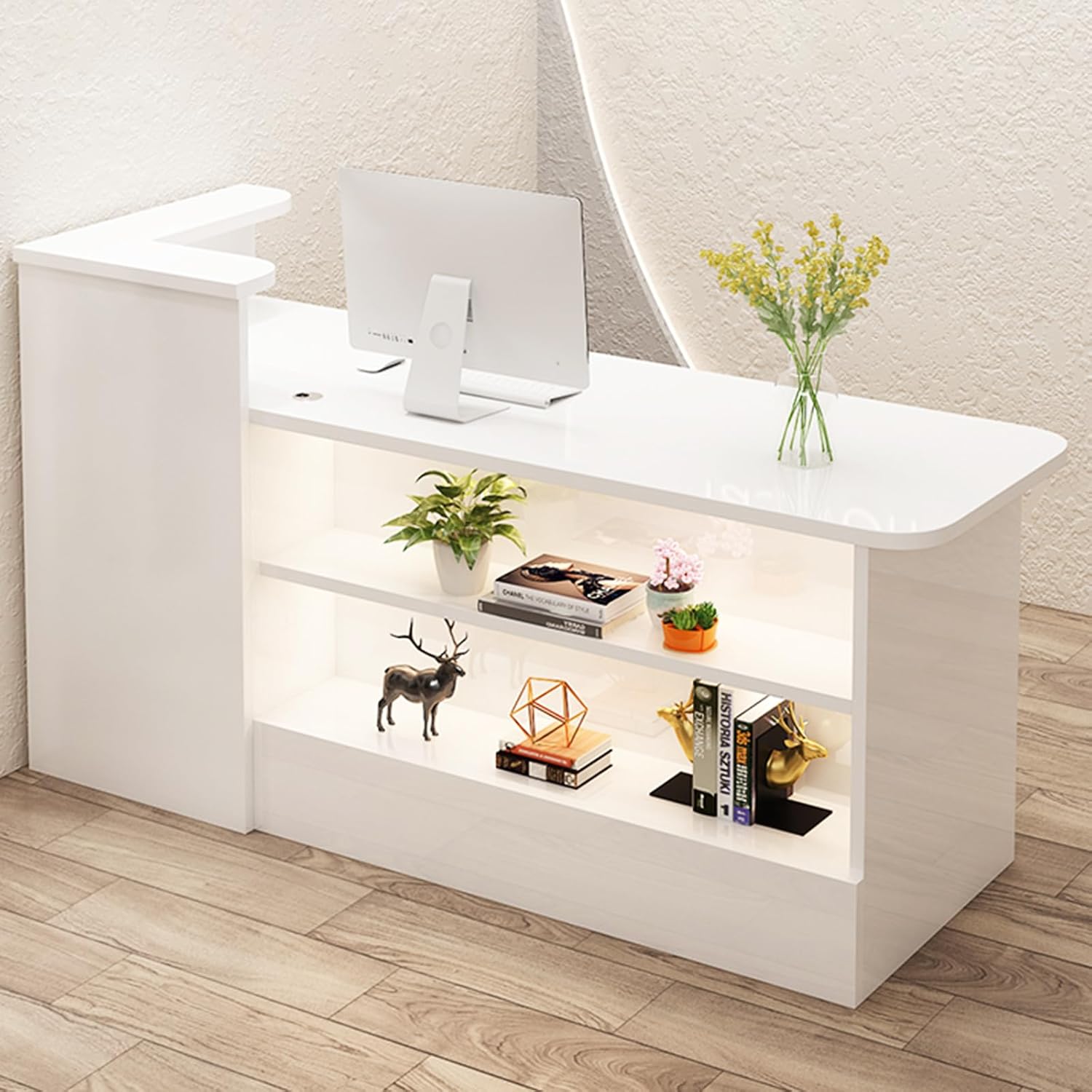 Amazon.com: Reception Desk with Counter, Front Desk Reception Counter ...