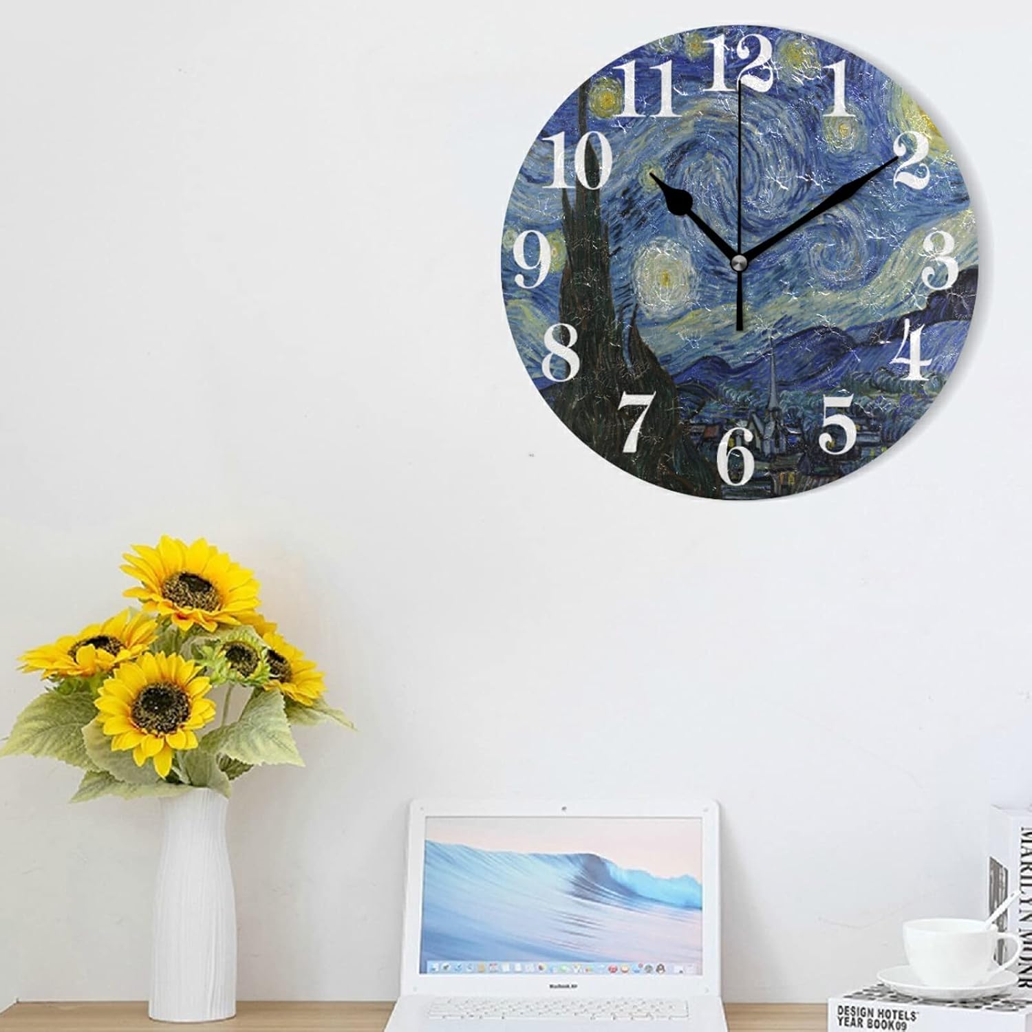 Reloj de pared redondo de 10.0in Van Gogh Starry Night decorativo para ...