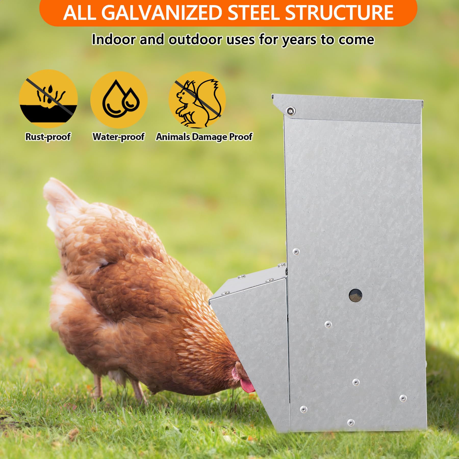 Snapklik.com : Automatic Chicken Feeder, 30 Lbs Capacity, Galvanized ...