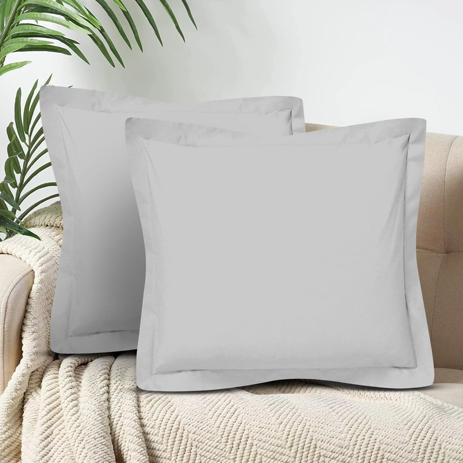 Amazon.com: 100% Egyptian Cotton Euro Pillow Shams Set of 2 by ...