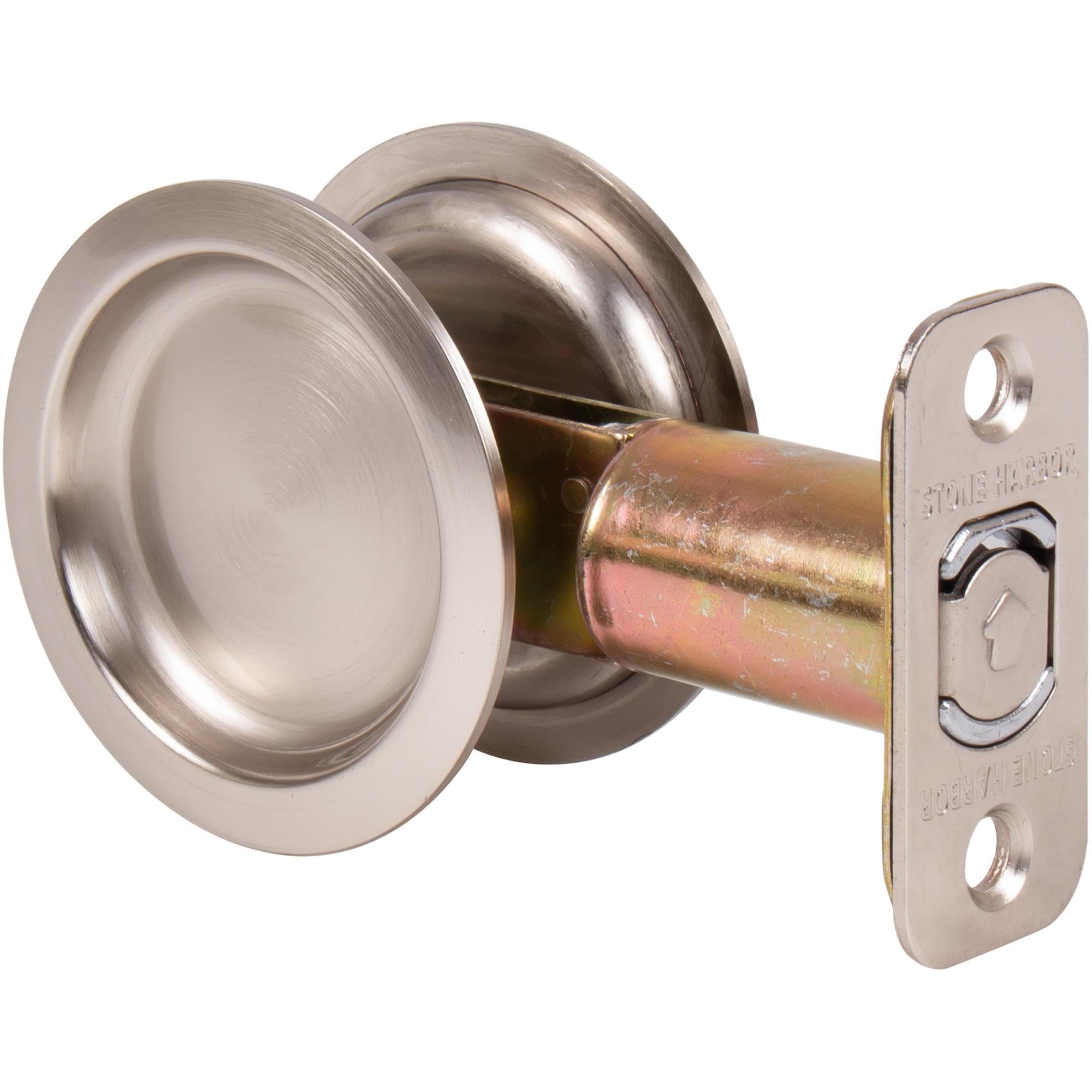 Round Pocket Door Lock, Passage (Hall/Closet) Latch, 2-3/4" Backset ...