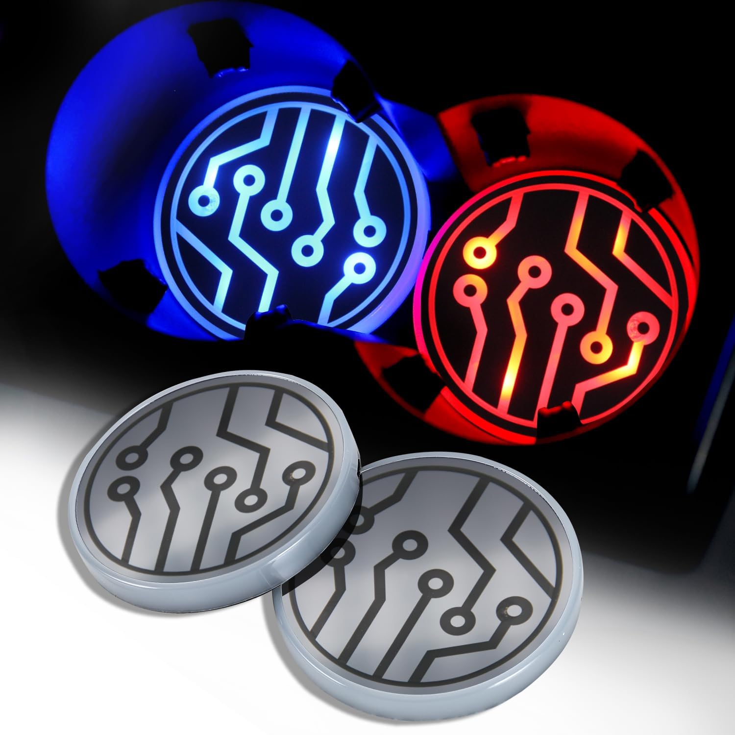 Amazon.com: LED Cup Holder Lights, 2 Pack LED Car Coasters Cup Pad Mat ...