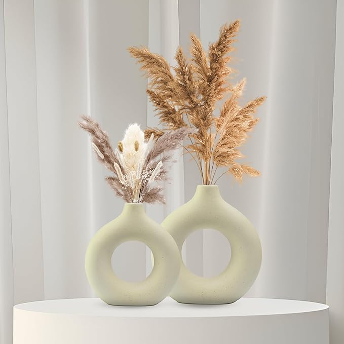 Amazon.com: Pripey Cream Ceramic Vase Set of 2, Super Large and Large ...