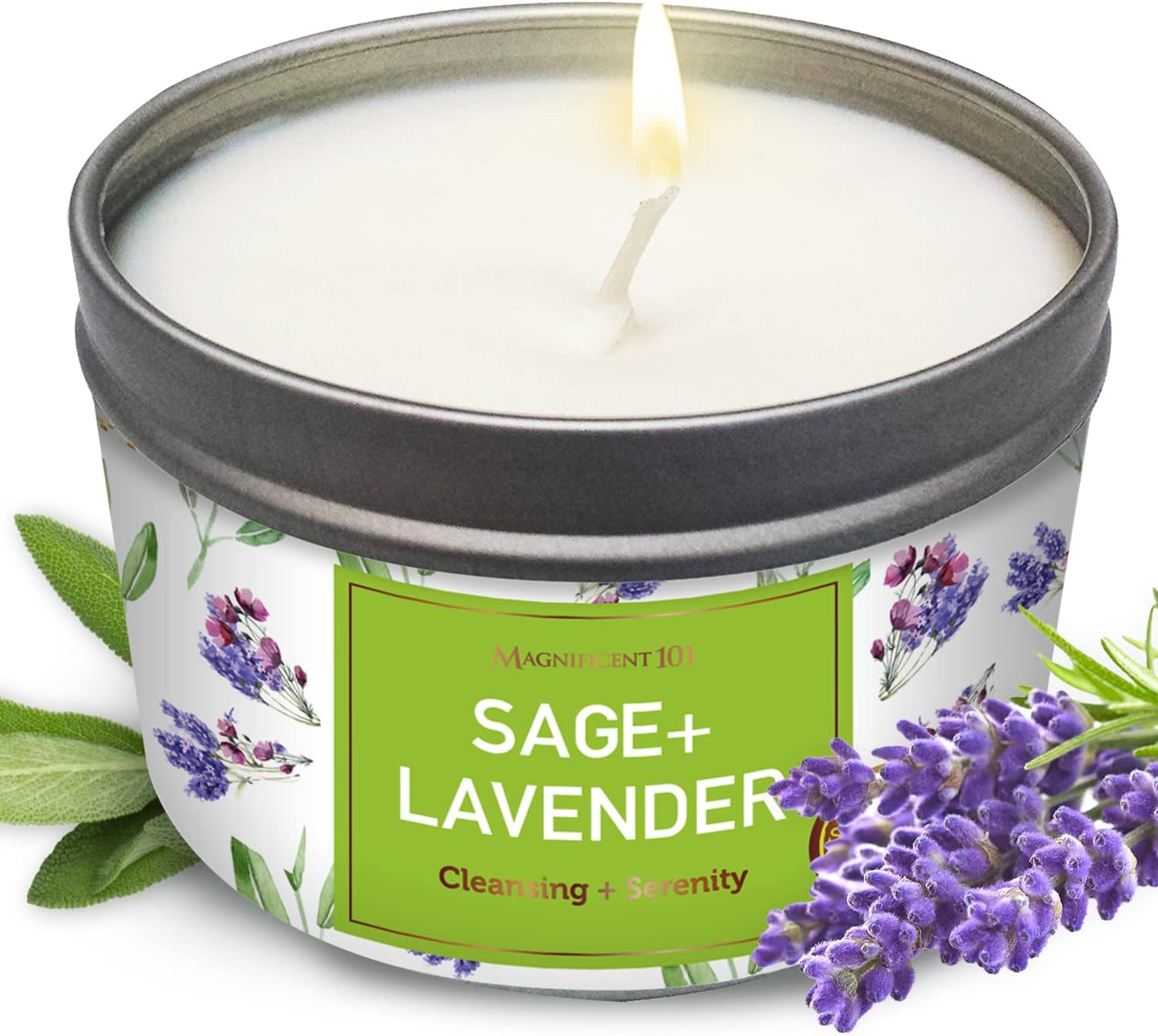 MAGNIFICENT 101 SAGE + Candle for House Energy Cleansing, Banishes ...