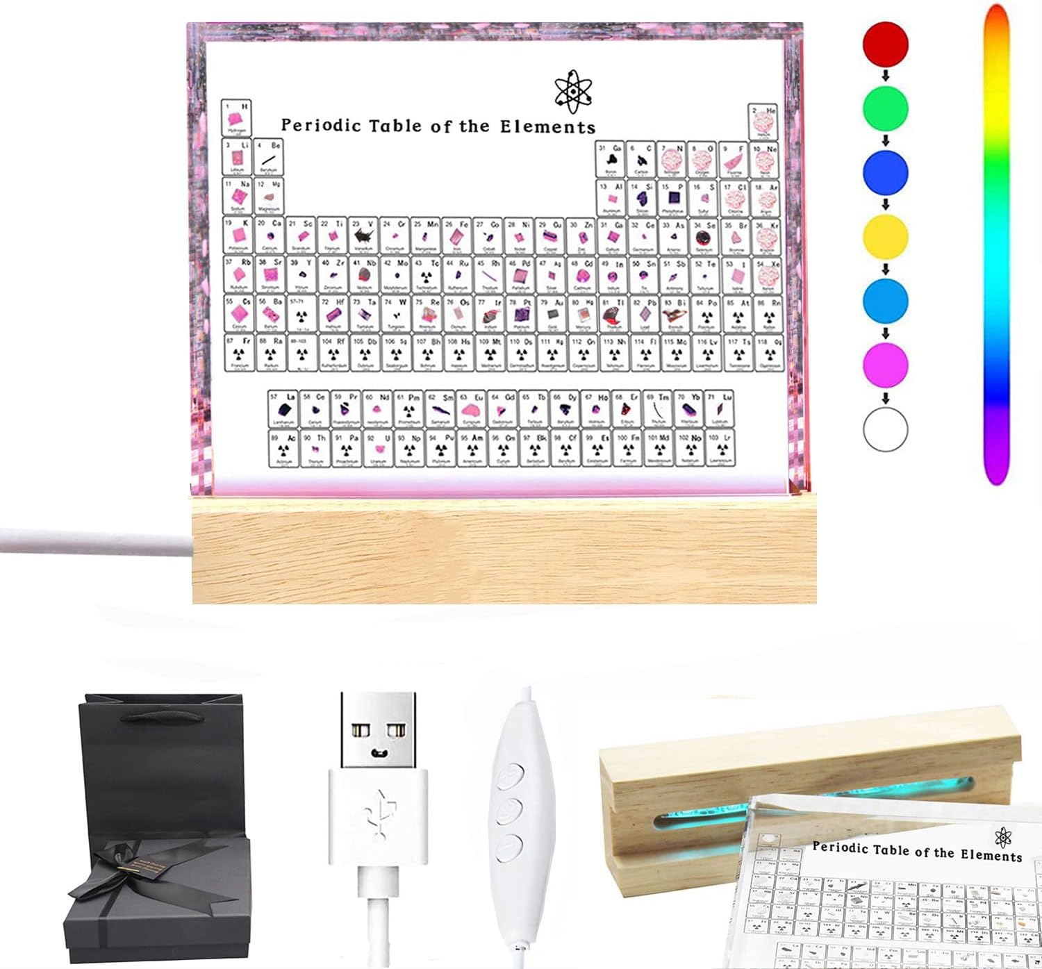 Amazon.com: SDJFKLI Periodic Table with Real Elements Inside, Real ...