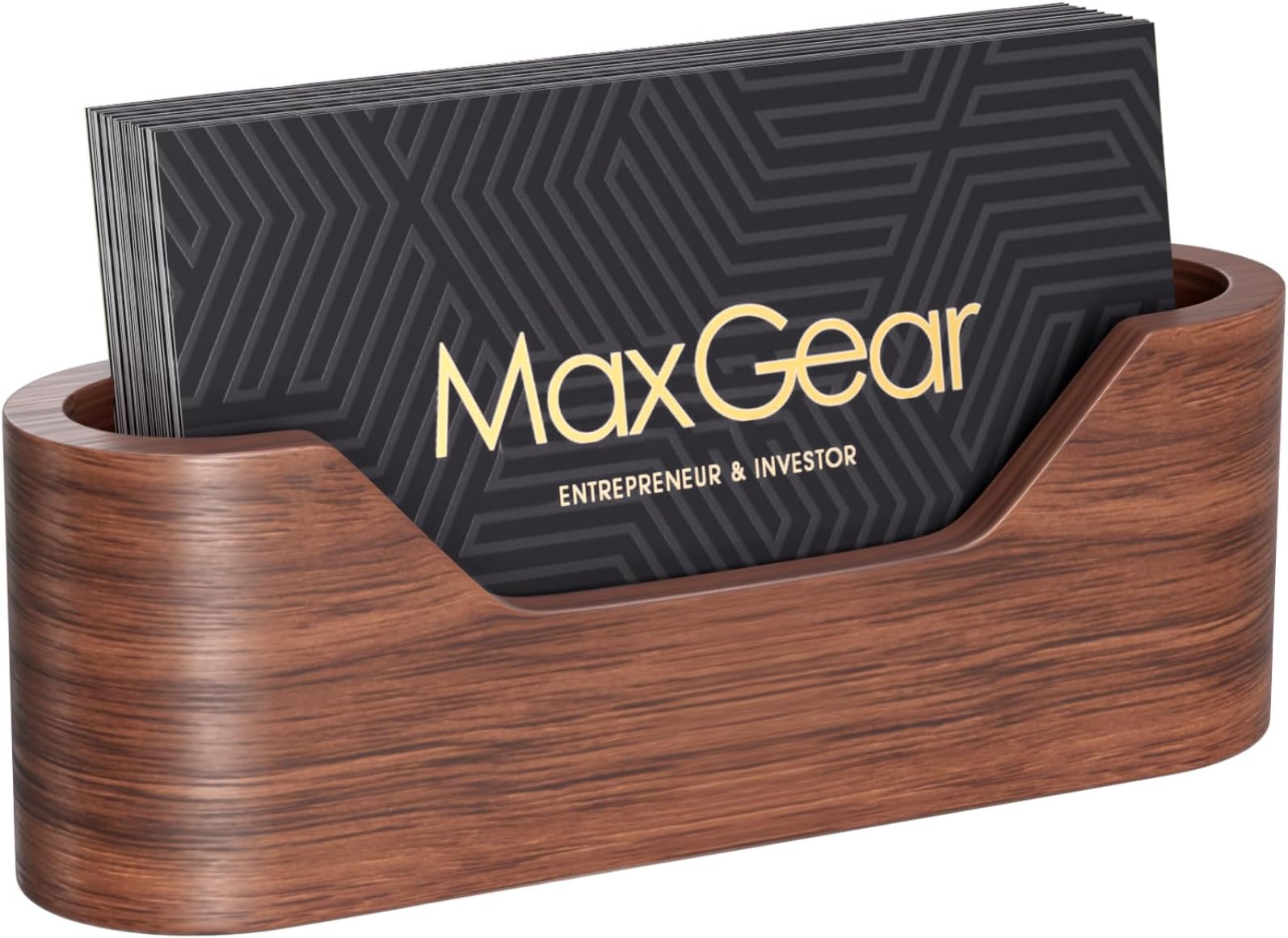 Amazon.com: 2 Pack Business Card Holder for Desk - Walnut Wood Business ...