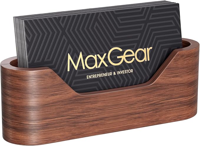 Amazon.com: MaxGear Walnut Wood Business Card Holder for Desk, Elegant ...