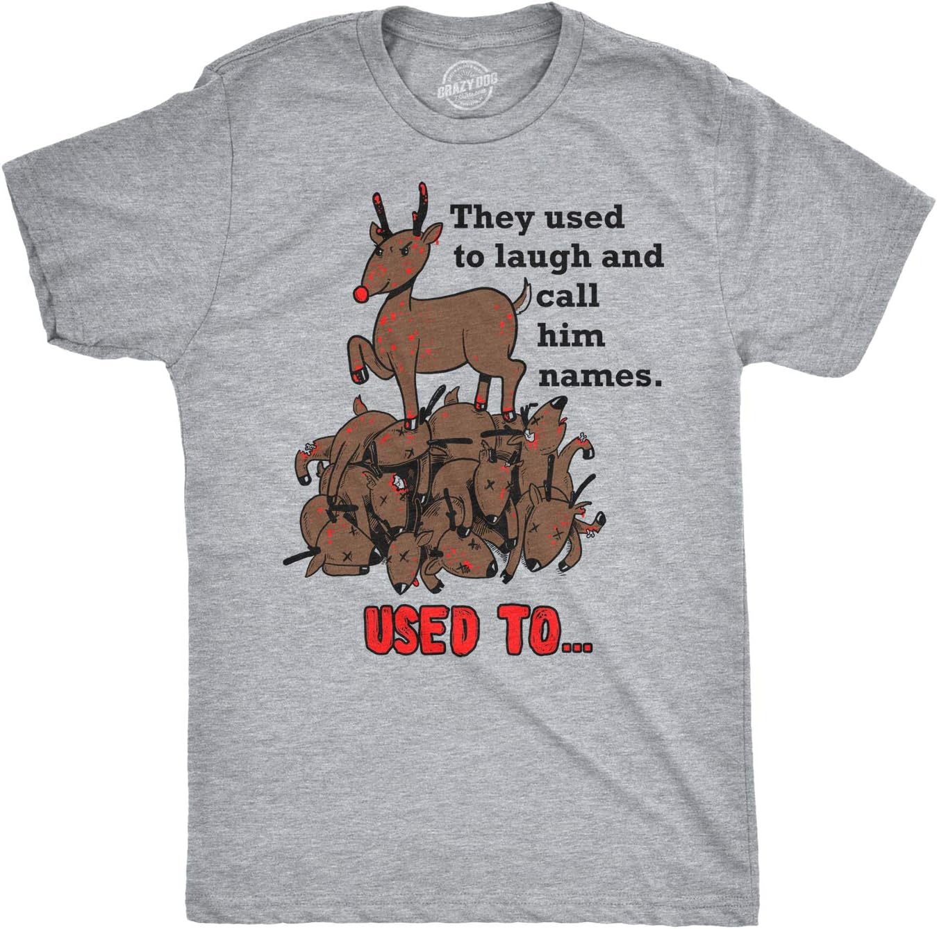 Amazon.com: Rudolph The Psychopath Reindeer T Shirt Funny Christmas ...