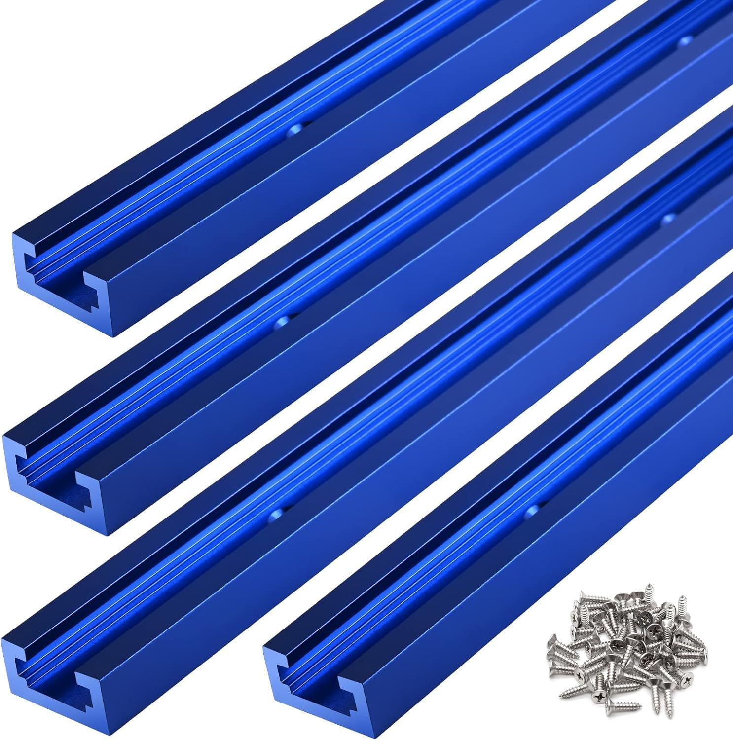 Seekliny 4pcs T-Track Woodworking 48 inch Double Cut Blue with Screws ...