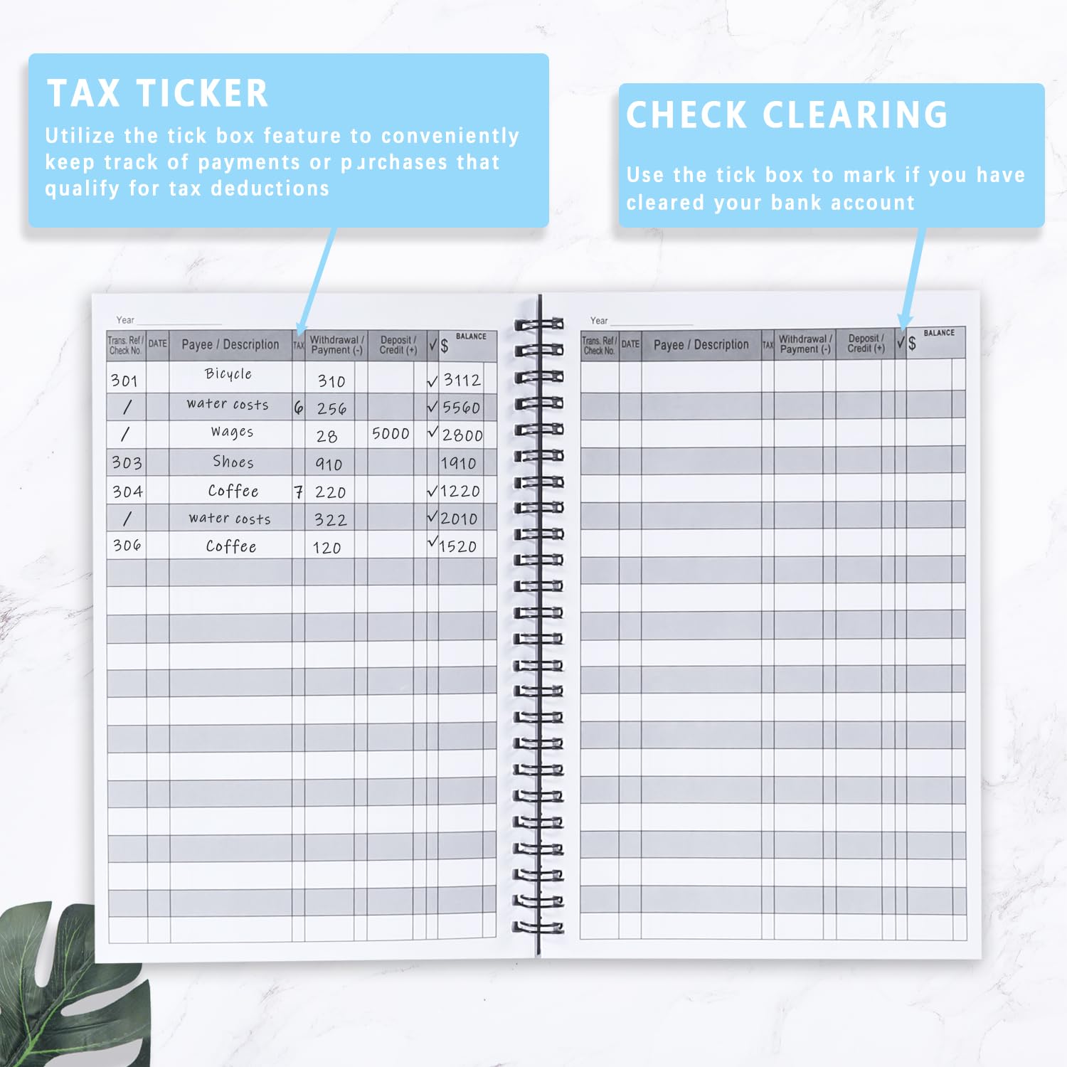 Snapklik.com : A5 Big Checkbook Register, Check Registers For Personal ...