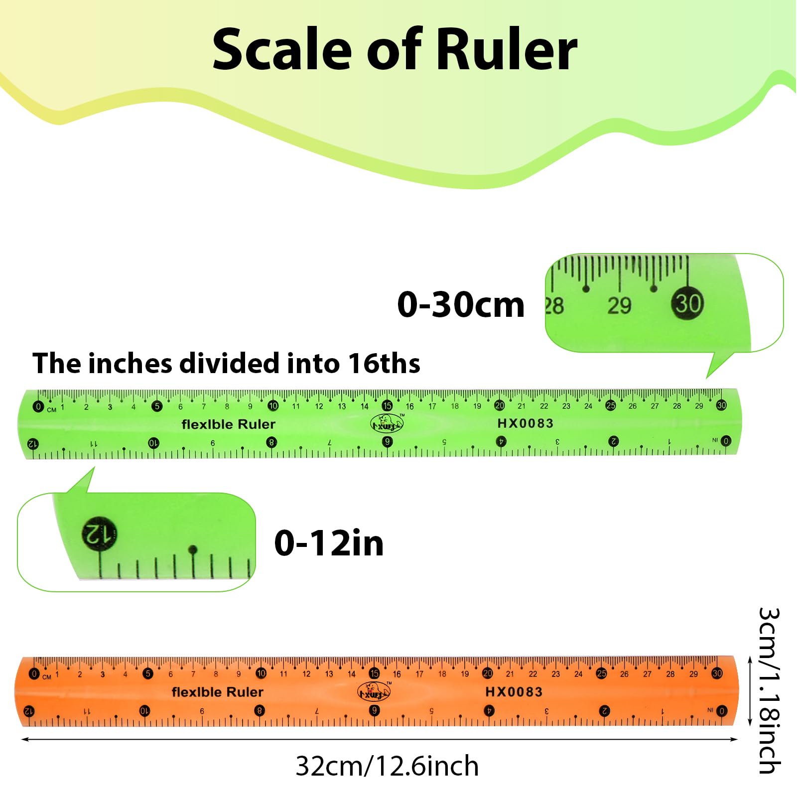 Snapklik.com : Grevosea 2 PCS Flexible Ruler Bendable Unbreakable Safe ...