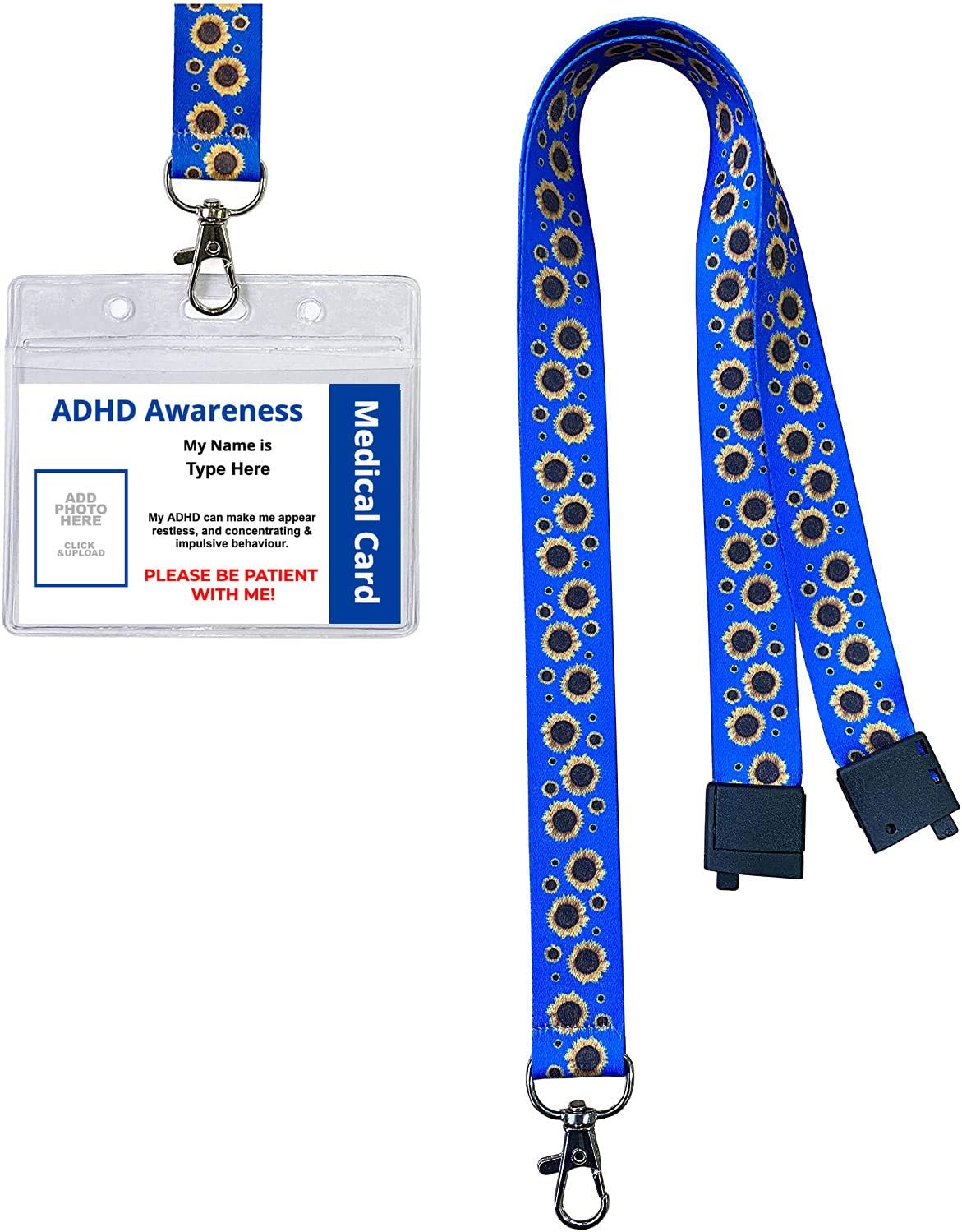 Autism Awareness Card with Hidden Disabilities Sunflower Lanyard ...