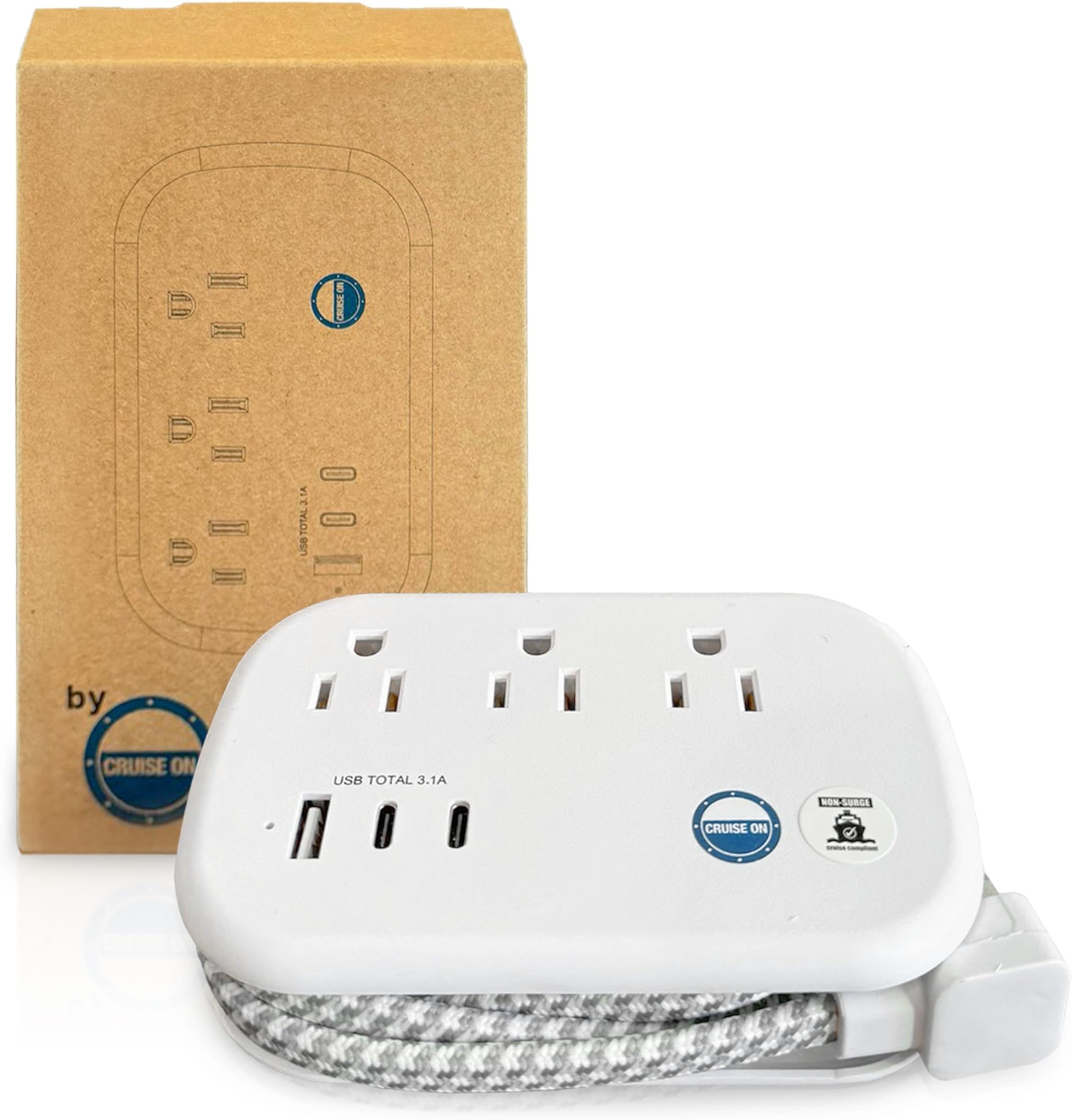 Amazon.com: Cruise Approved Non Surge Compact Travel Power Strip [2 USB ...