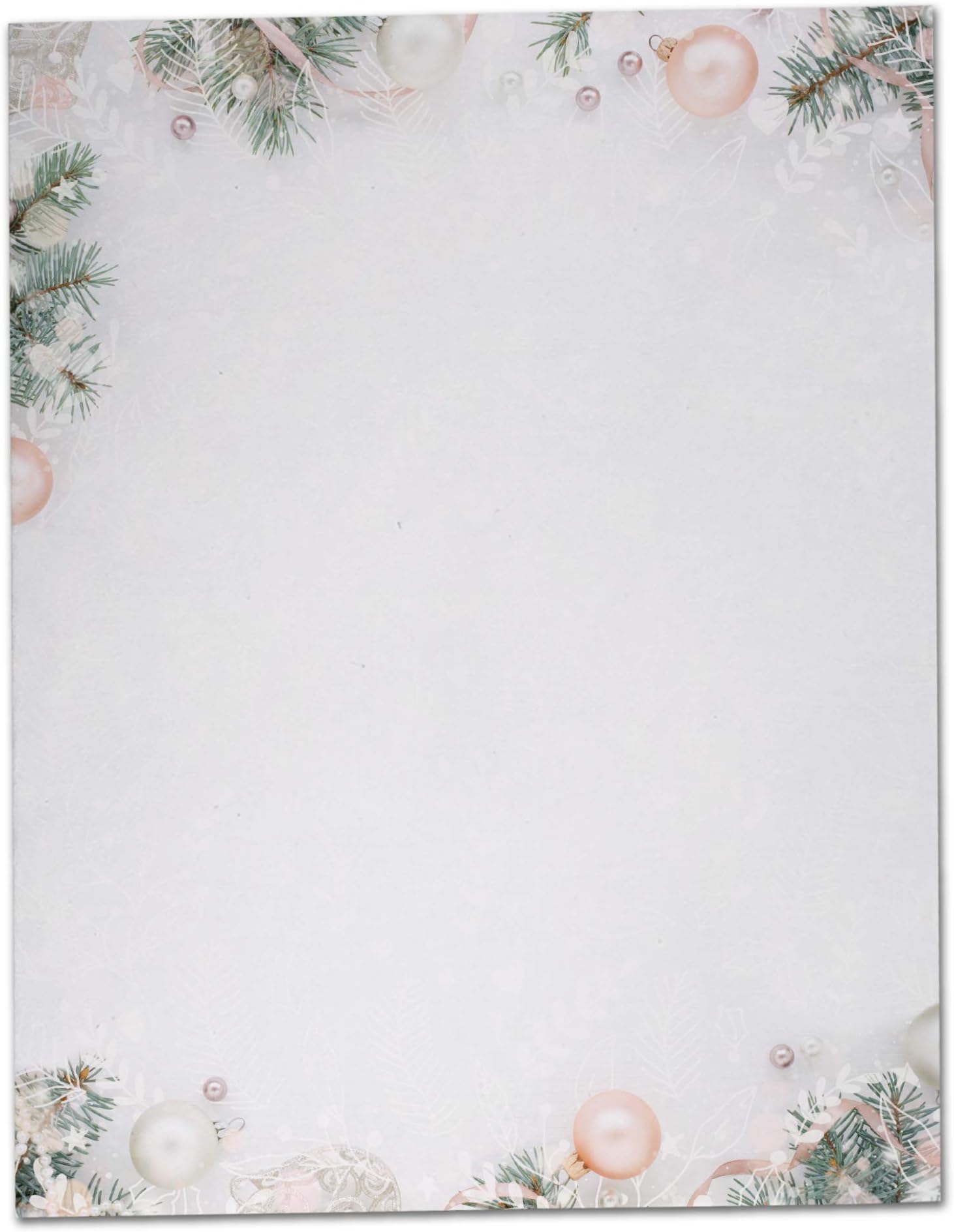 Rose Gold Christmas Tree Ornaments Winter Holiday Stationery - 60 Sheet ...