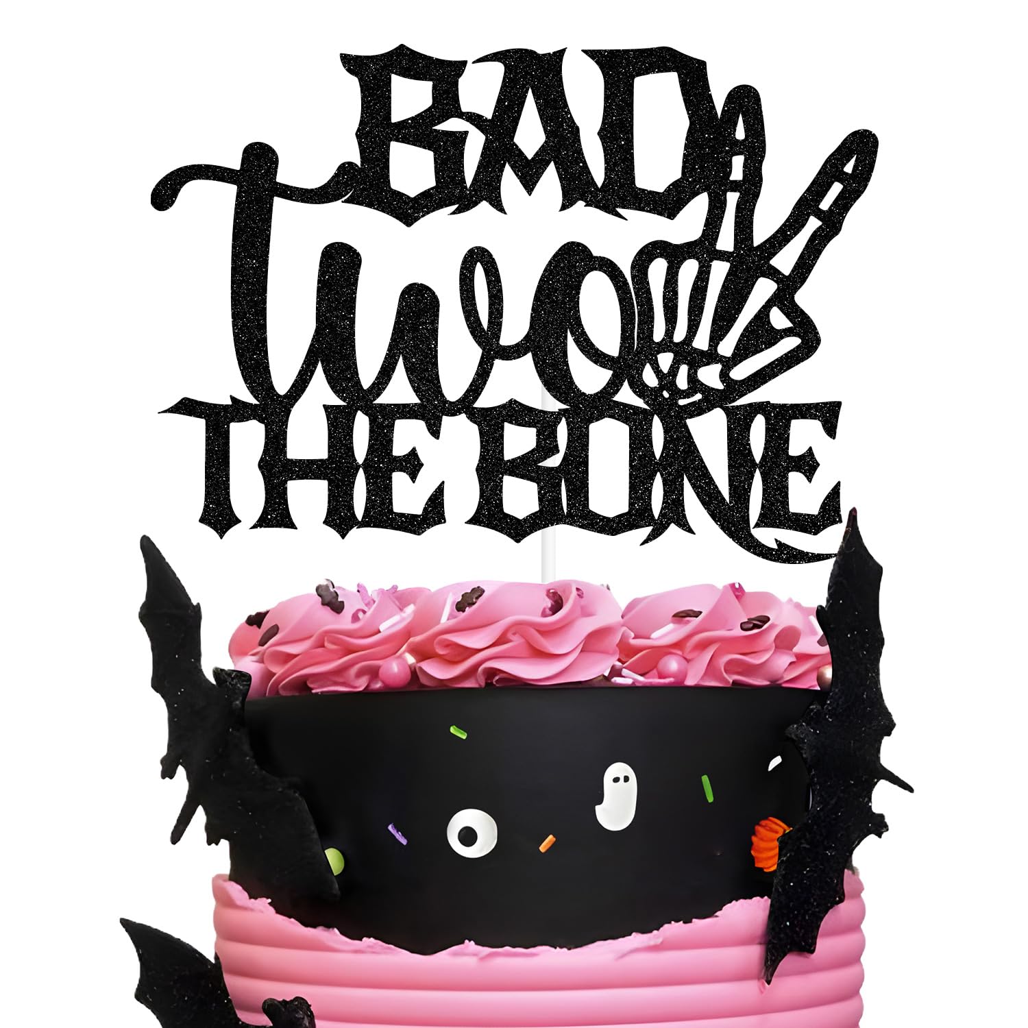 Amazon.com: Bad Two the Bone Cake Topper, Skull 2nd Birthday Cake Décor ...