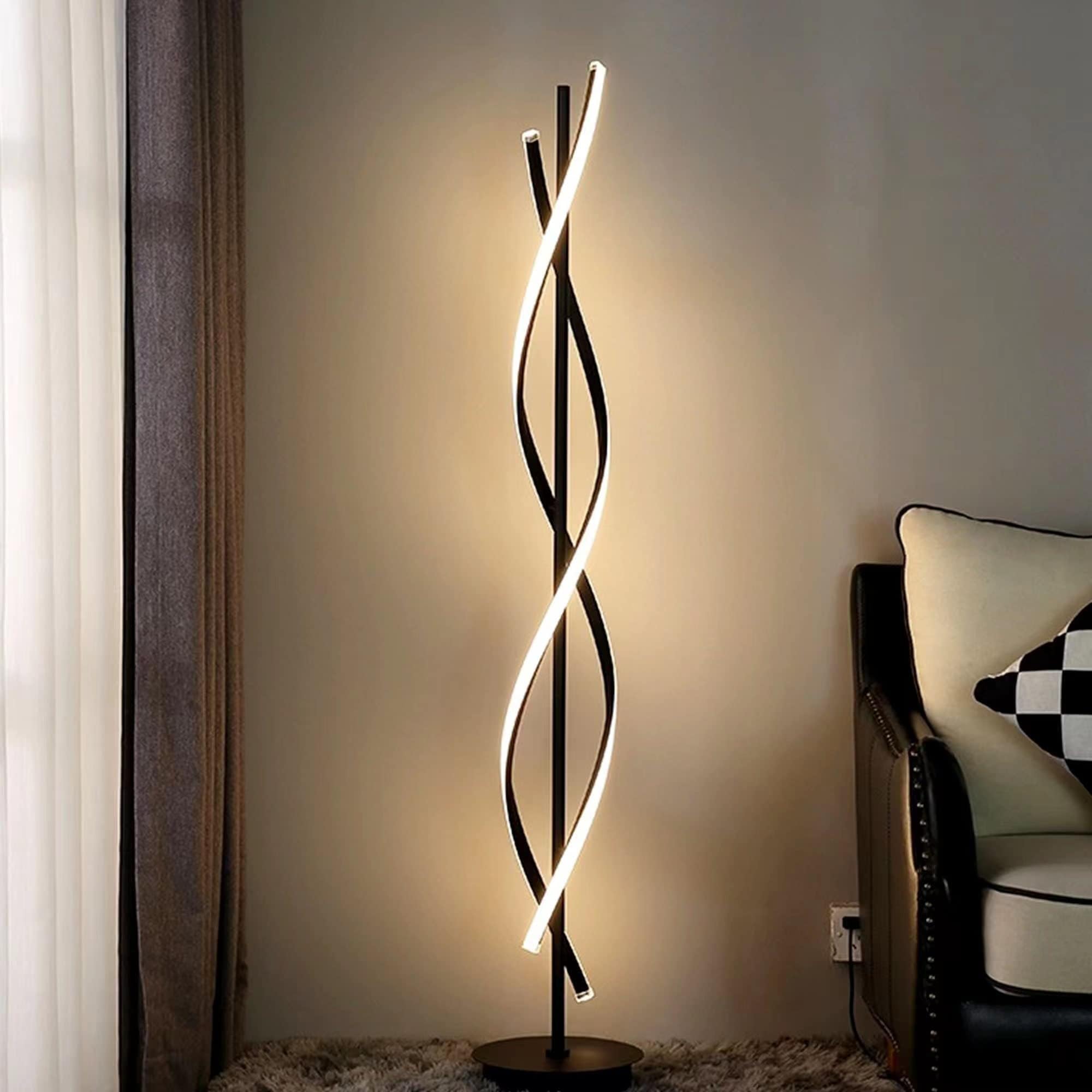 JUTIFAN Modern Spiral Floor Lamp for Living Room, 48W Dimmable Led ...