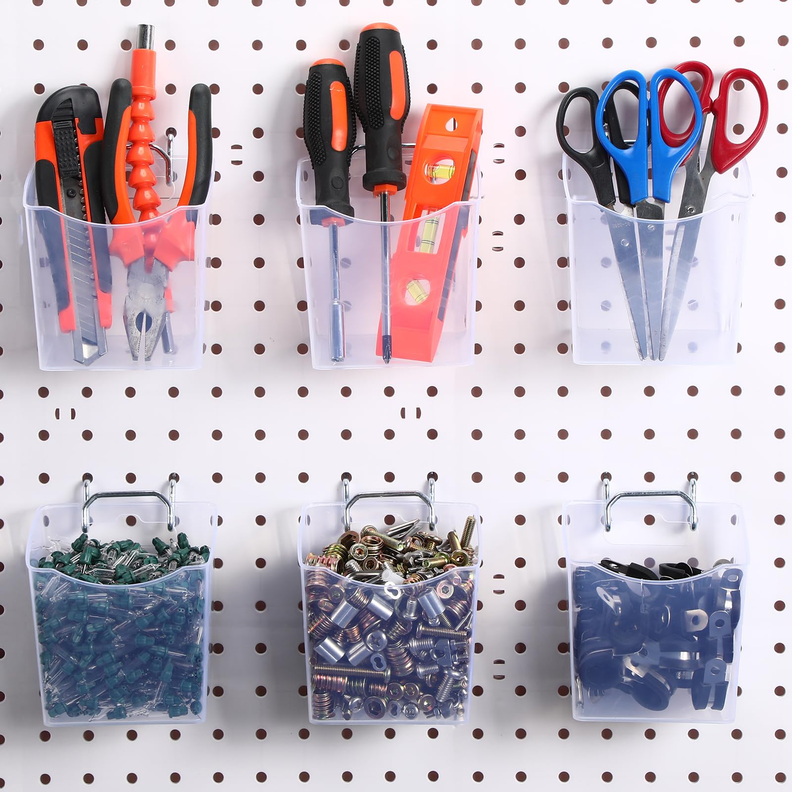 Amazon.com: Reallnaive 6 Pack Pegboard Bins with Hooks, Peg Board ...