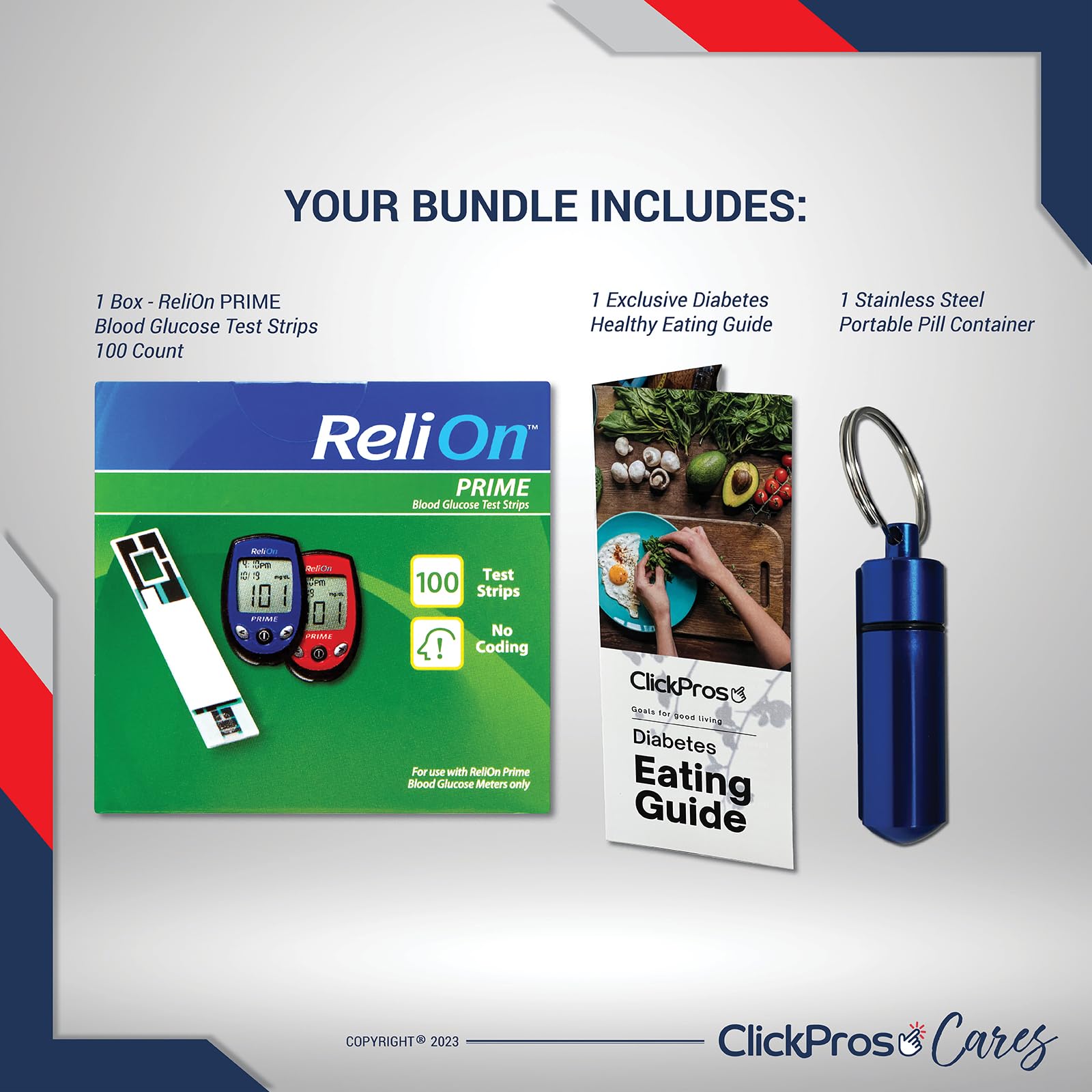 Snapklik.com : ReliOn Reli On Blood Glucose Test Strips Bundle - 100 ...