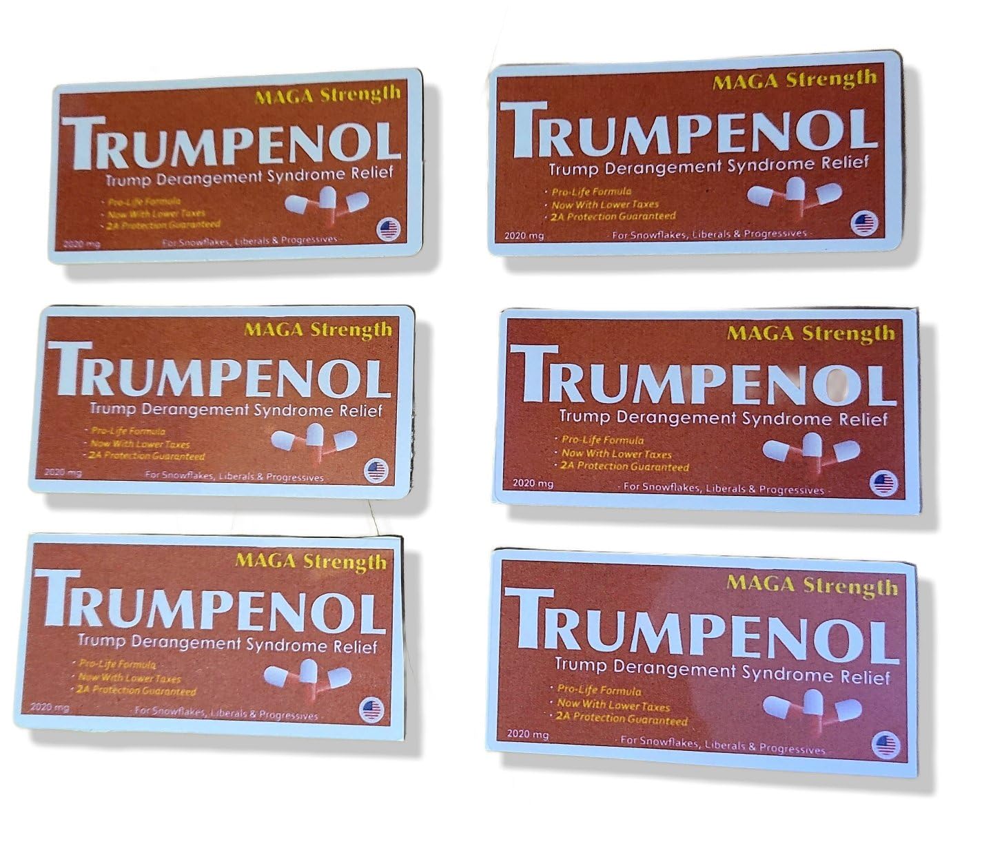 Amazon.com: Set of 6, 3 inch weatherproof, laminated Trumpenol funny ...