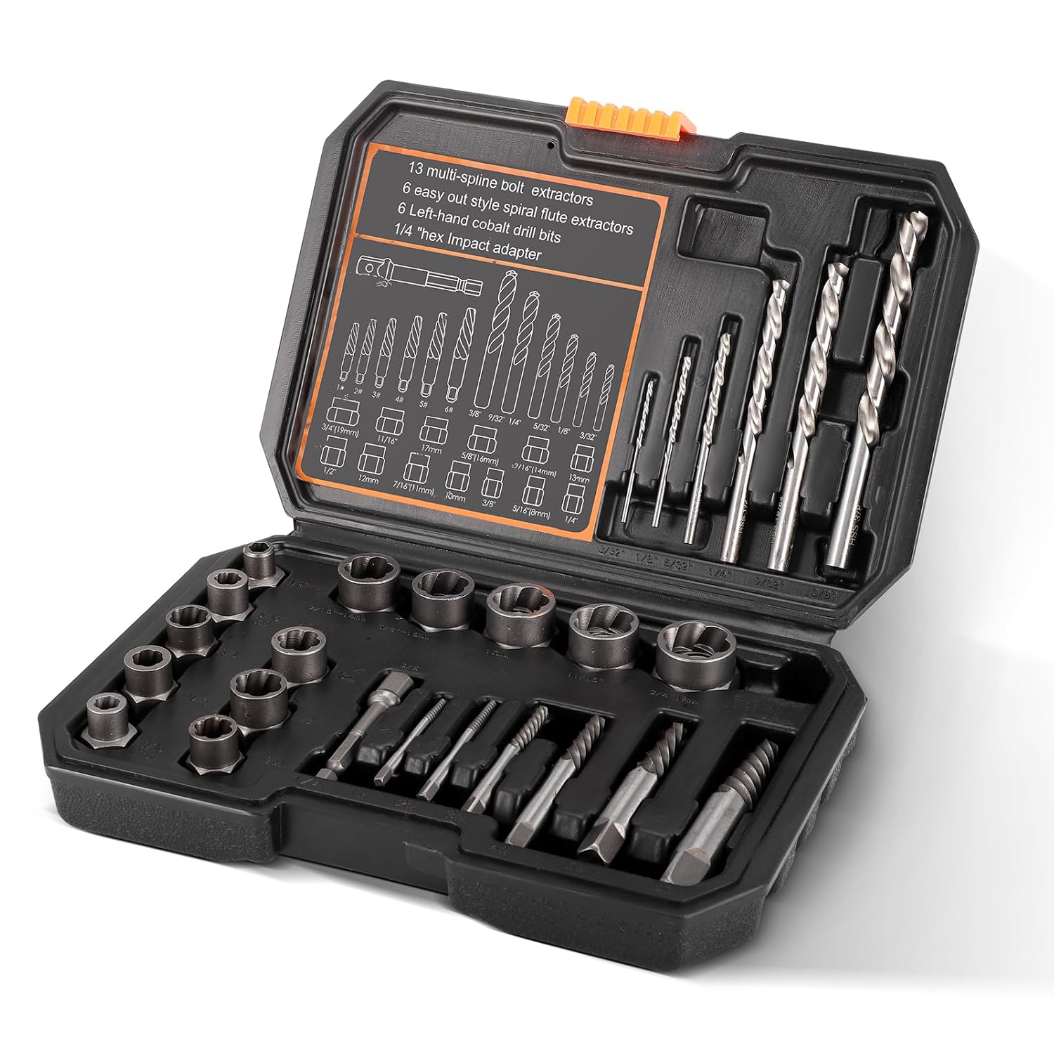 HuuppHip 26pcs Screw Extractor Set with Bolt Extractor Set & Drill Bit ...