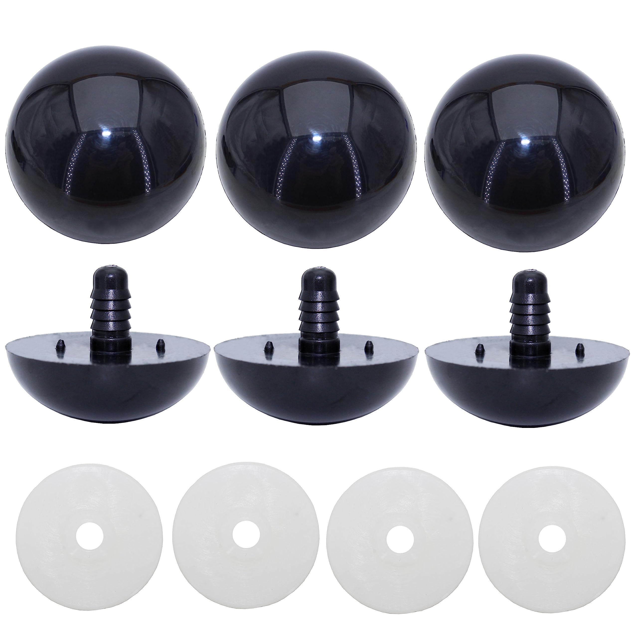 40mm 8Pcs Extra Large Safety Eyes Black Plastic Crochet Safety Eyes DIY ...