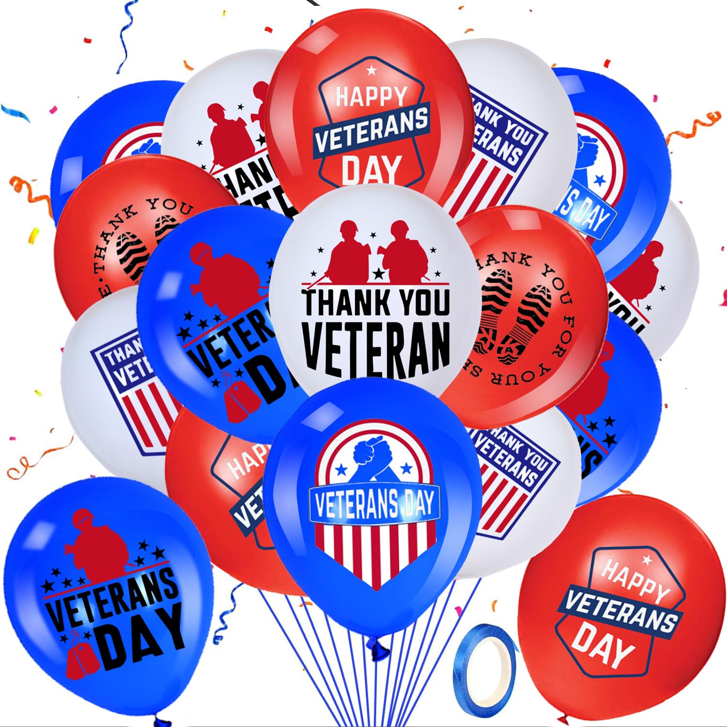 Snapklik.com : 48pcs Veterans Day Balloons - Happy Veterans Day ...