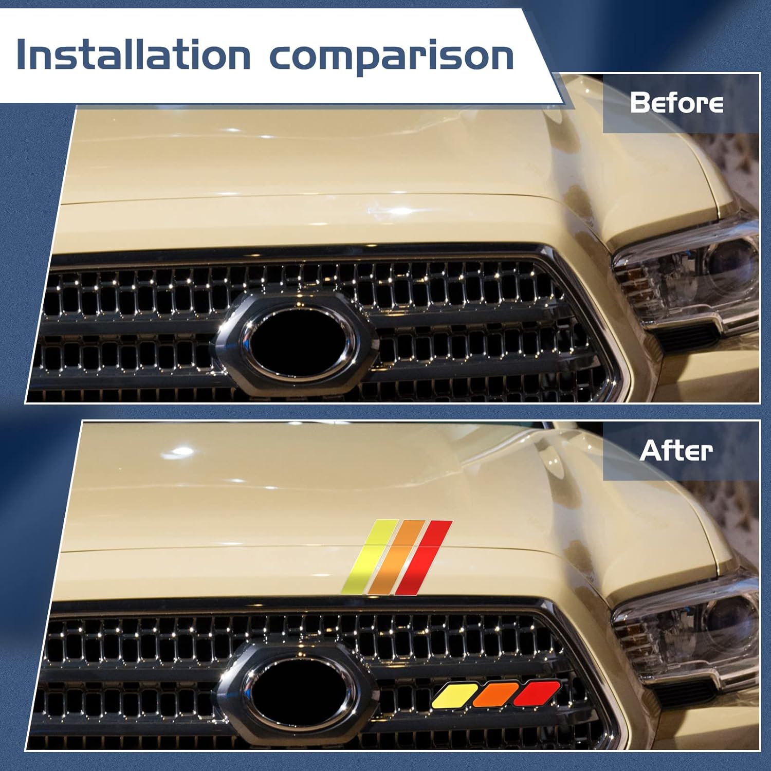 Buy 4 Sets Tri Color Grille Badge Emblem Classic Retro Tri Color Stripe ...