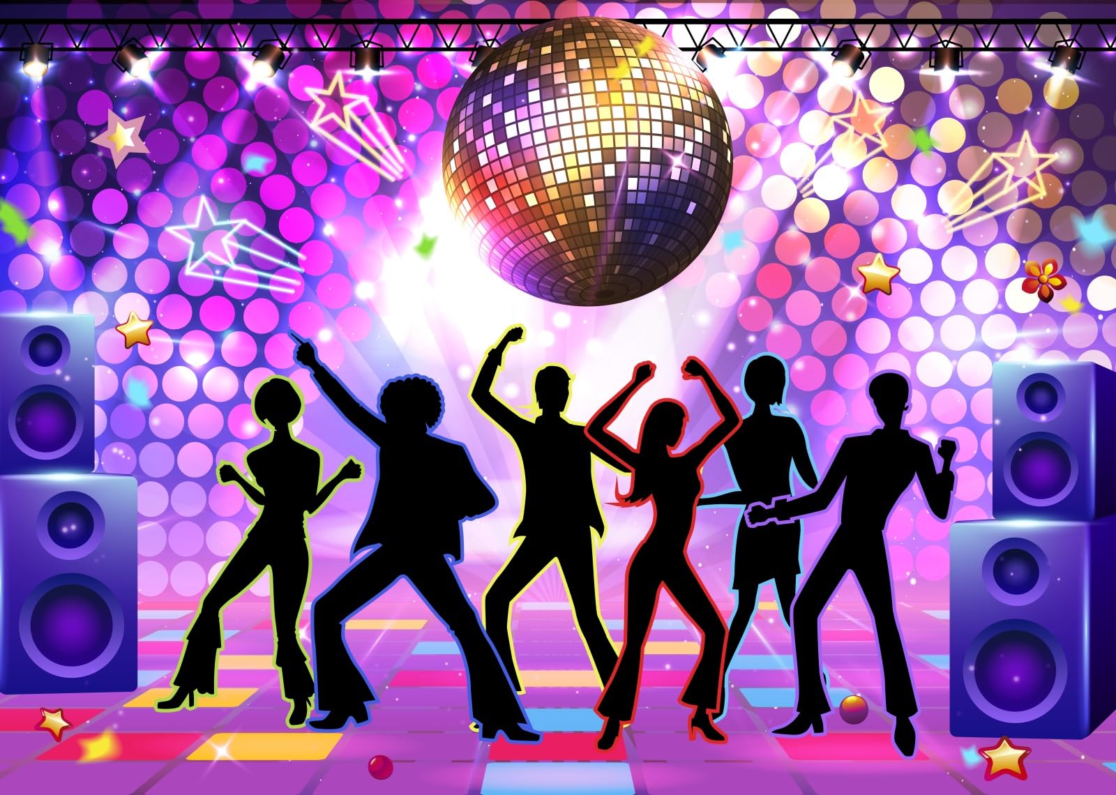 K2 Ice Skates 7x5ft Microphone Backdrop - 80s Nightclub Disco ...