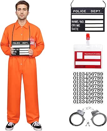 Amazon.com: SERTAS Adult Prisoner Costume - Orange Jumpsuit for Men ...