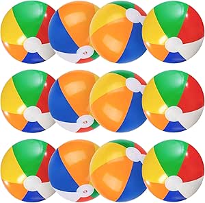 Amazon.com: 3 otters 12Pack Beach Balls, 16Inch Inflatable Swimming ...