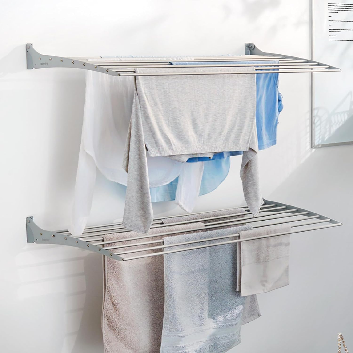 Amazon.com: foxydry Fold Wall Mounted Clothes Drying Rack, Folding Wall ...