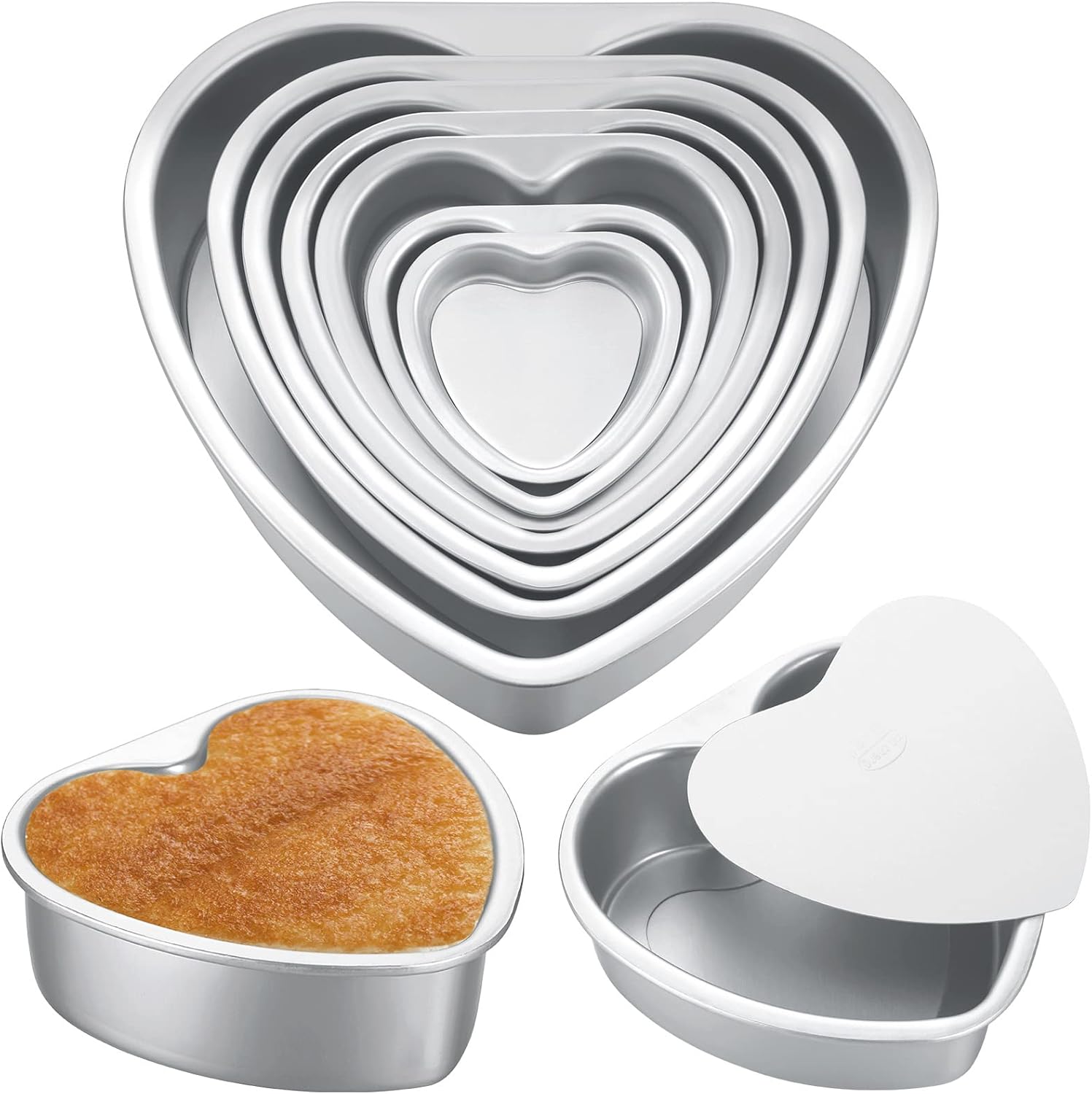 Amazon.com: Sieral 7 Pcs Aluminum Heart Shaped Cake Pans Set 3/4/ 5/6 ...