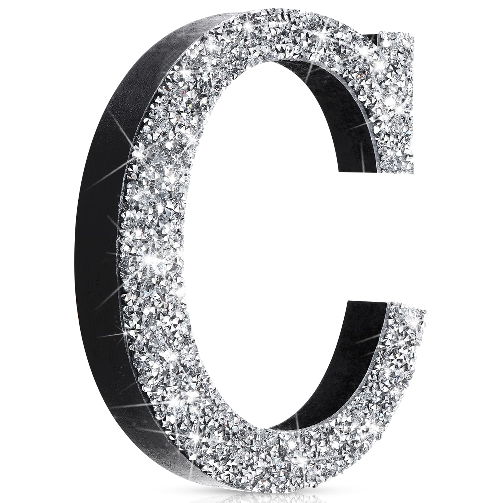 Amazon.com : Qunclay 12 Inch Silver Bling Letters Crystal Diamond ...