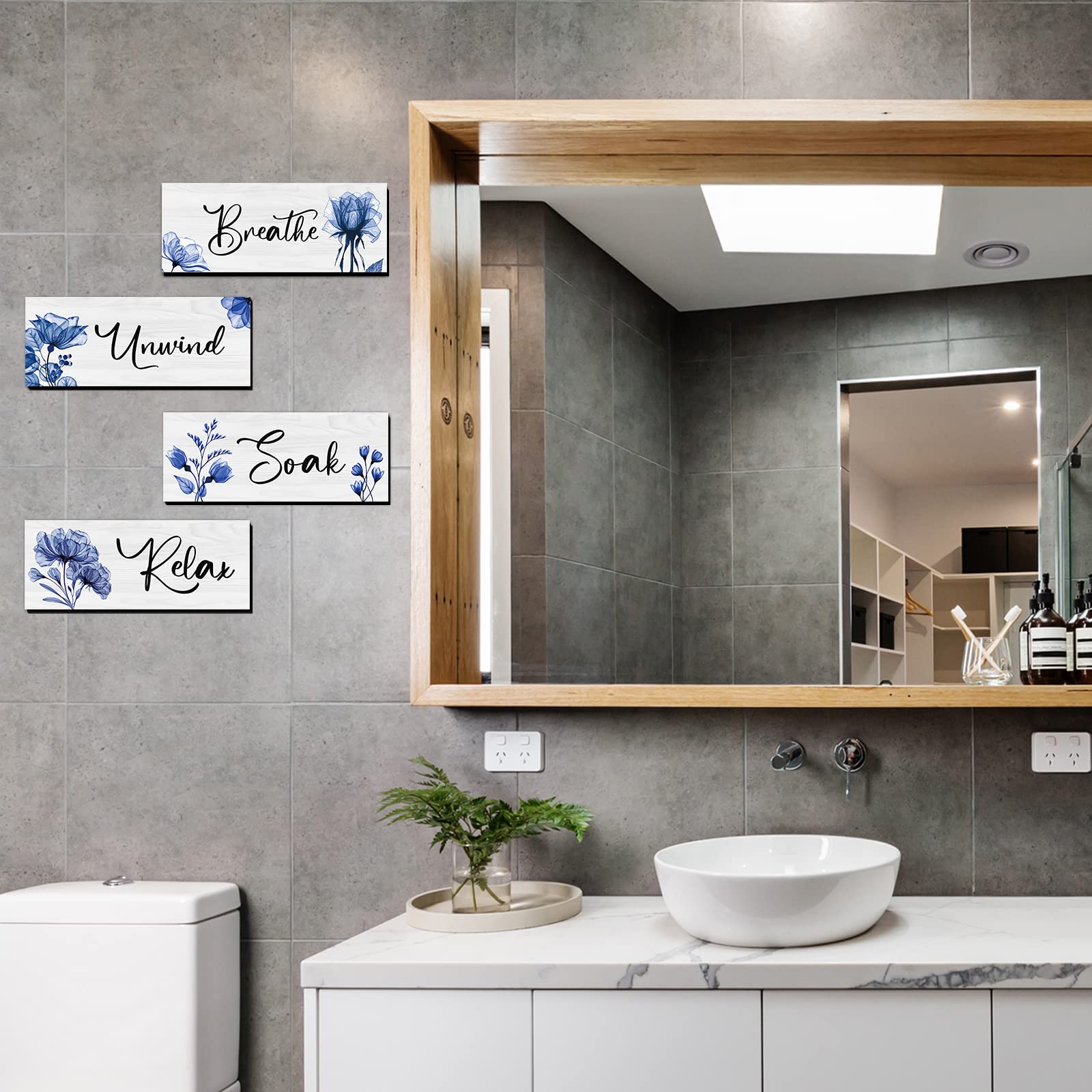 Snapklik.com : 4 Pieces Bathroom Wall Art Rustic Farmhouse Bathroom ...