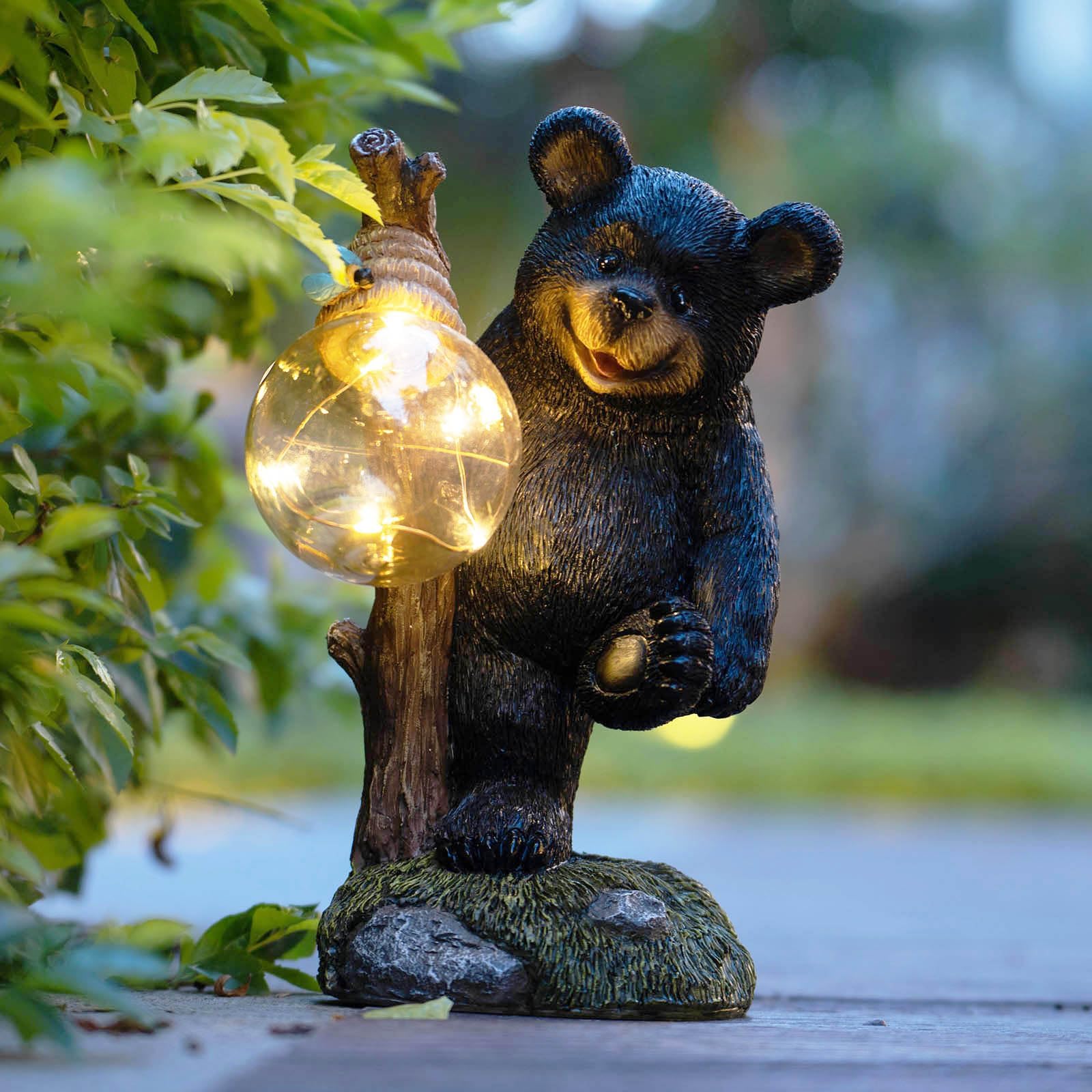 Amazon.com: The Roo Brand - Black Bear Beehive Solar Light Figurine ...