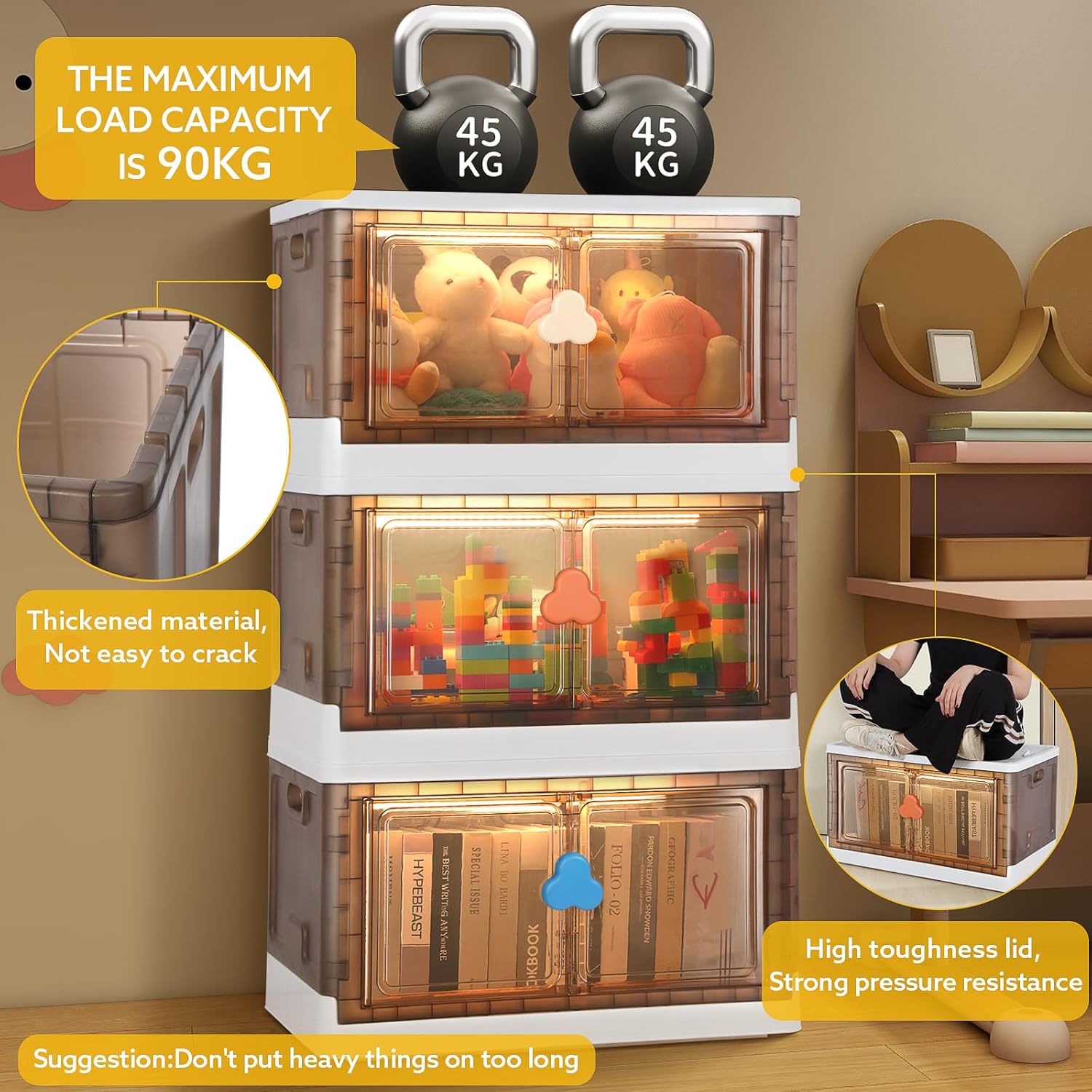 POPIDEO Contenedores de almacenamiento apilables extra grandes abiertos ...