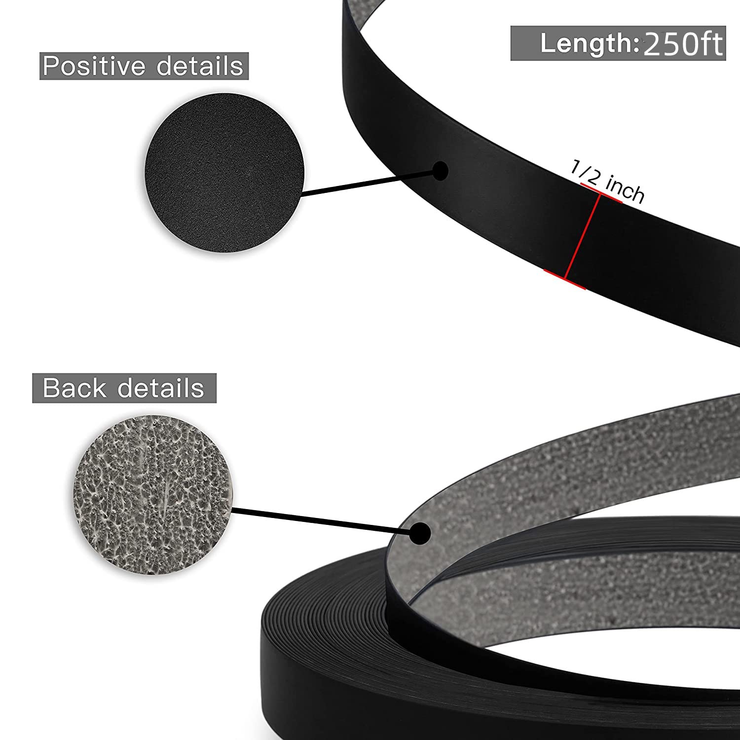 Snapklik.com : ZYJT Black Edge Banding, 1/2 Inch X 250ft Roll Of Veneer ...