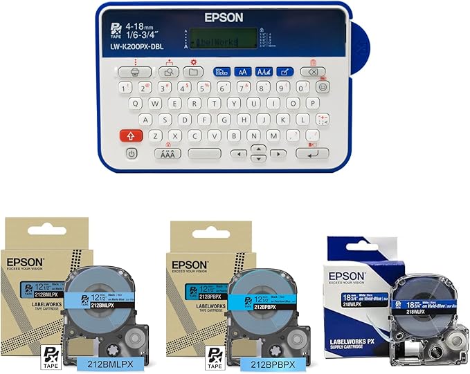 Amazon.com : LABELWORKS Epson LW-K200PX Dark Blue Printer & Tapes ...