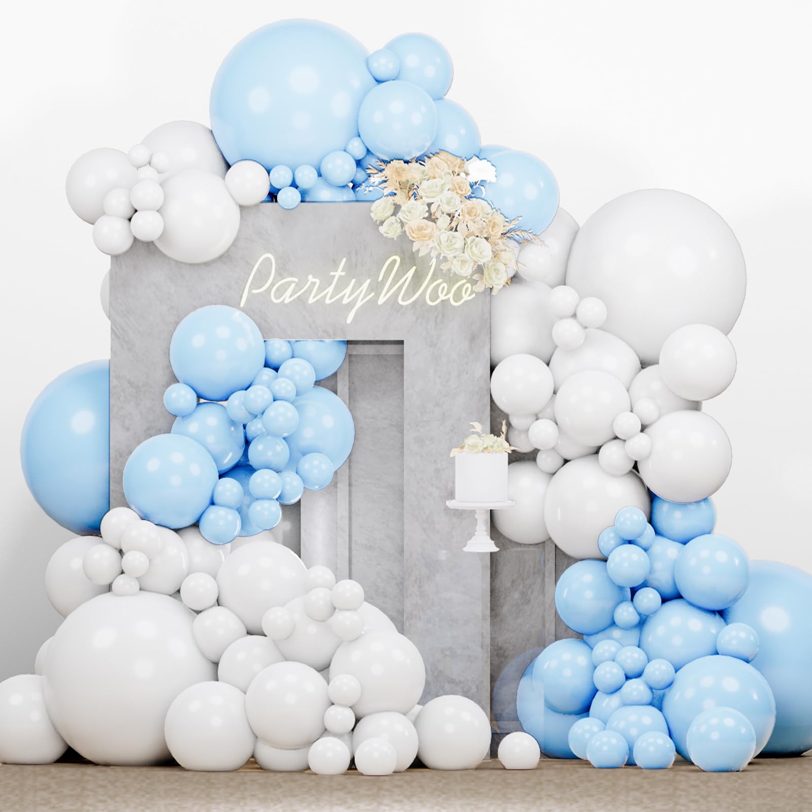 Amazon.com: PartyWoo Blue and White Balloons, 138 pcs Pastel Blue and ...