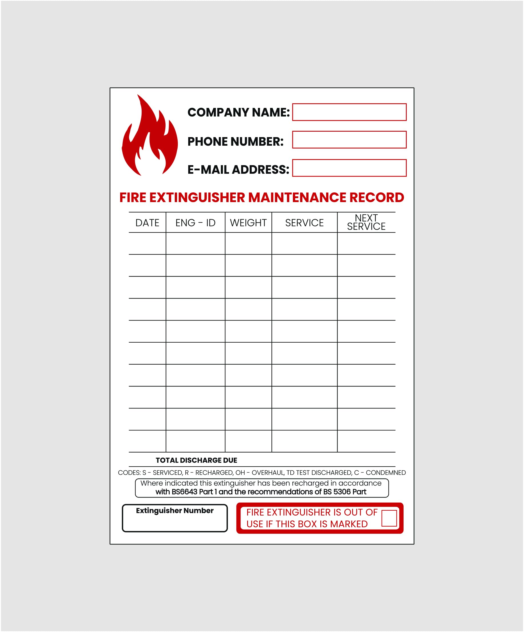Pack of 10 Fire Extinguisher Maintenance Record Sticker | Fire ...
