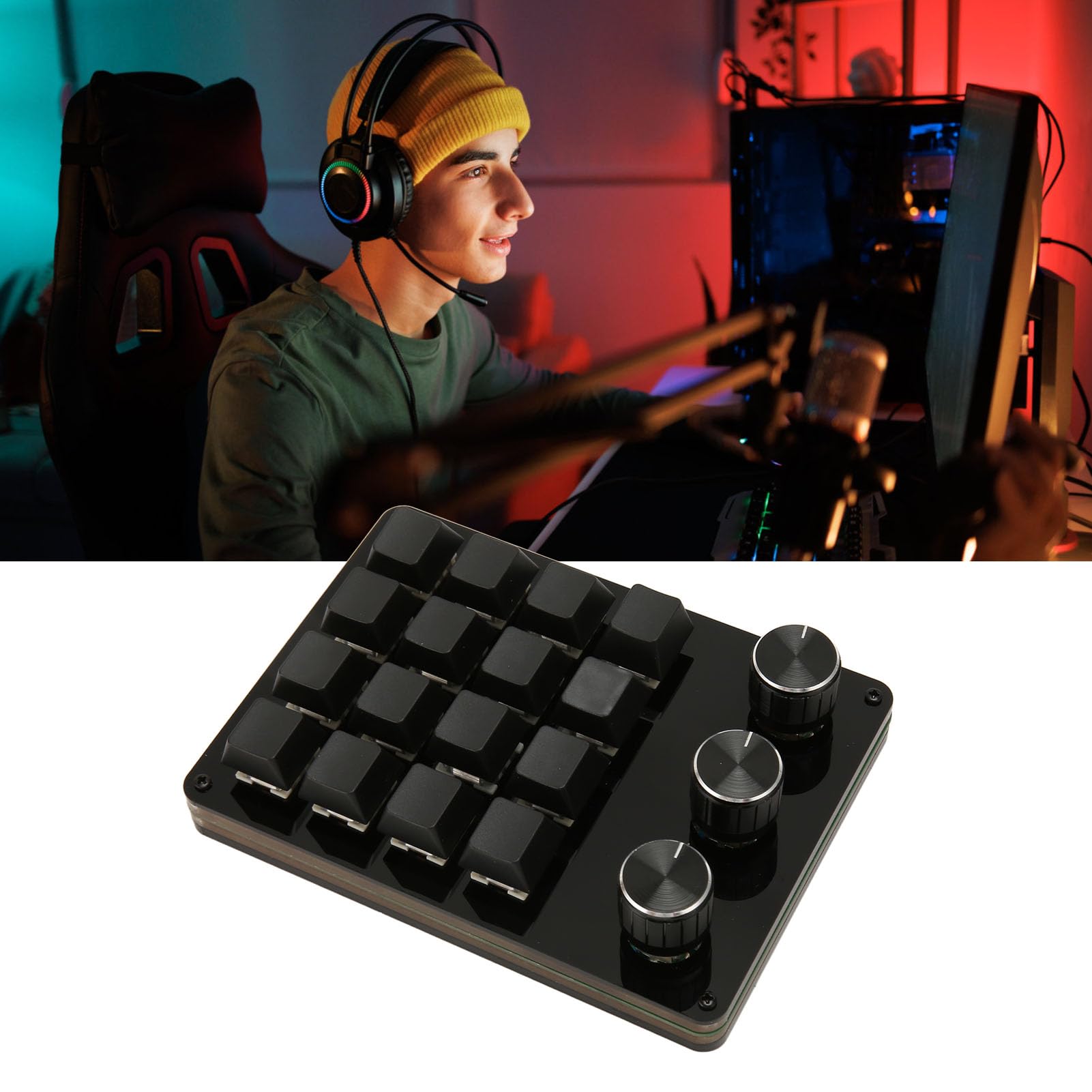 Snapklik.com : One Handed Macro Programmable Keypad, USB Mini 16 Keys 3 ...