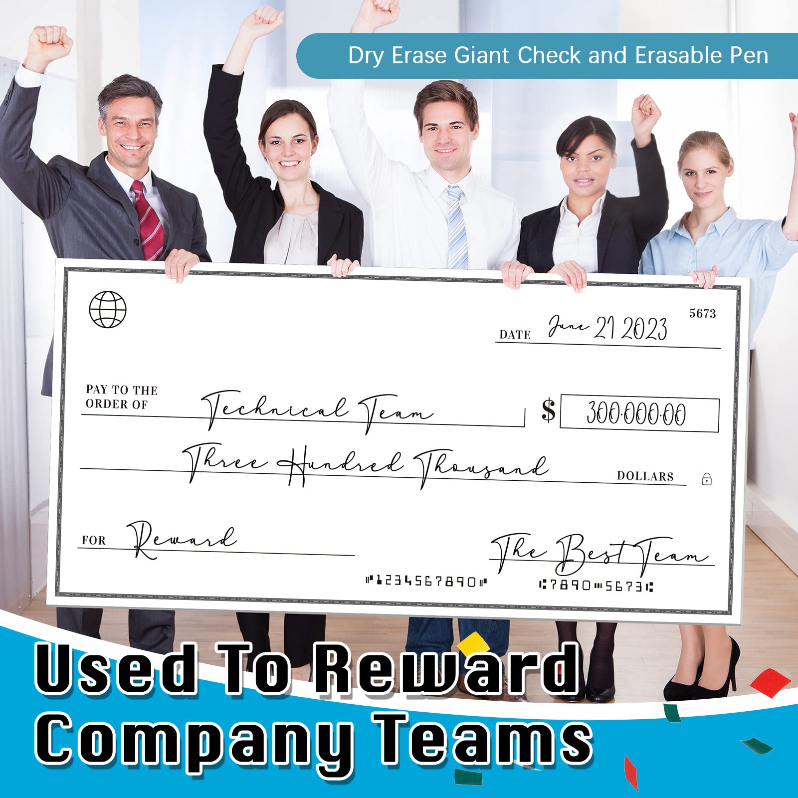 Honoson 2 Pcs Giant Check Big Check for Presentations Dry Erase Blank ...