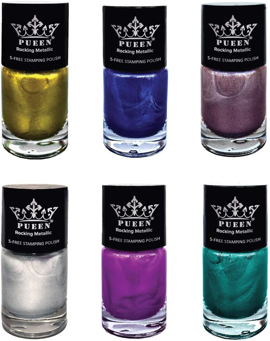 Amazon.com : PUEEN Rocking Metallic Stamping Nail Polish Nail Art Color ...