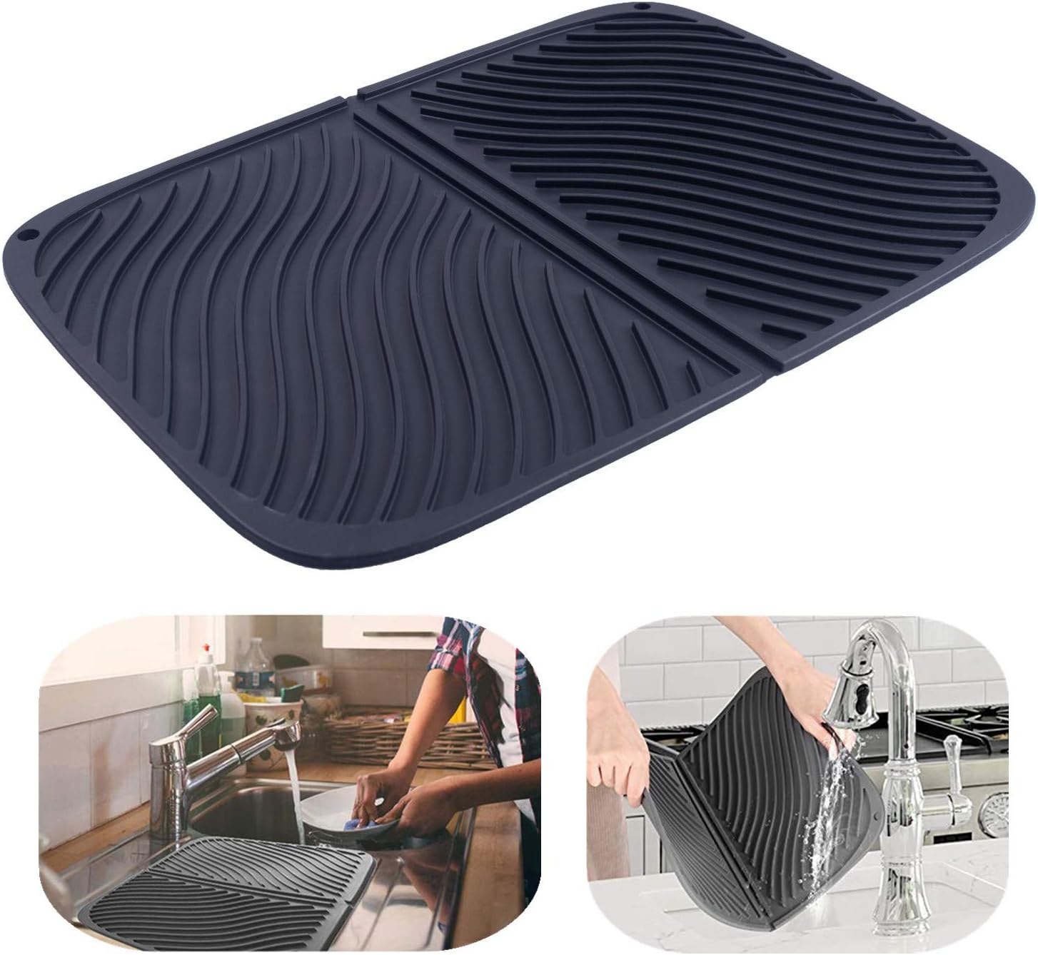 Amazon.com: IYYI Silicone Dish Drying Mat Large Draining Mat Foldable ...