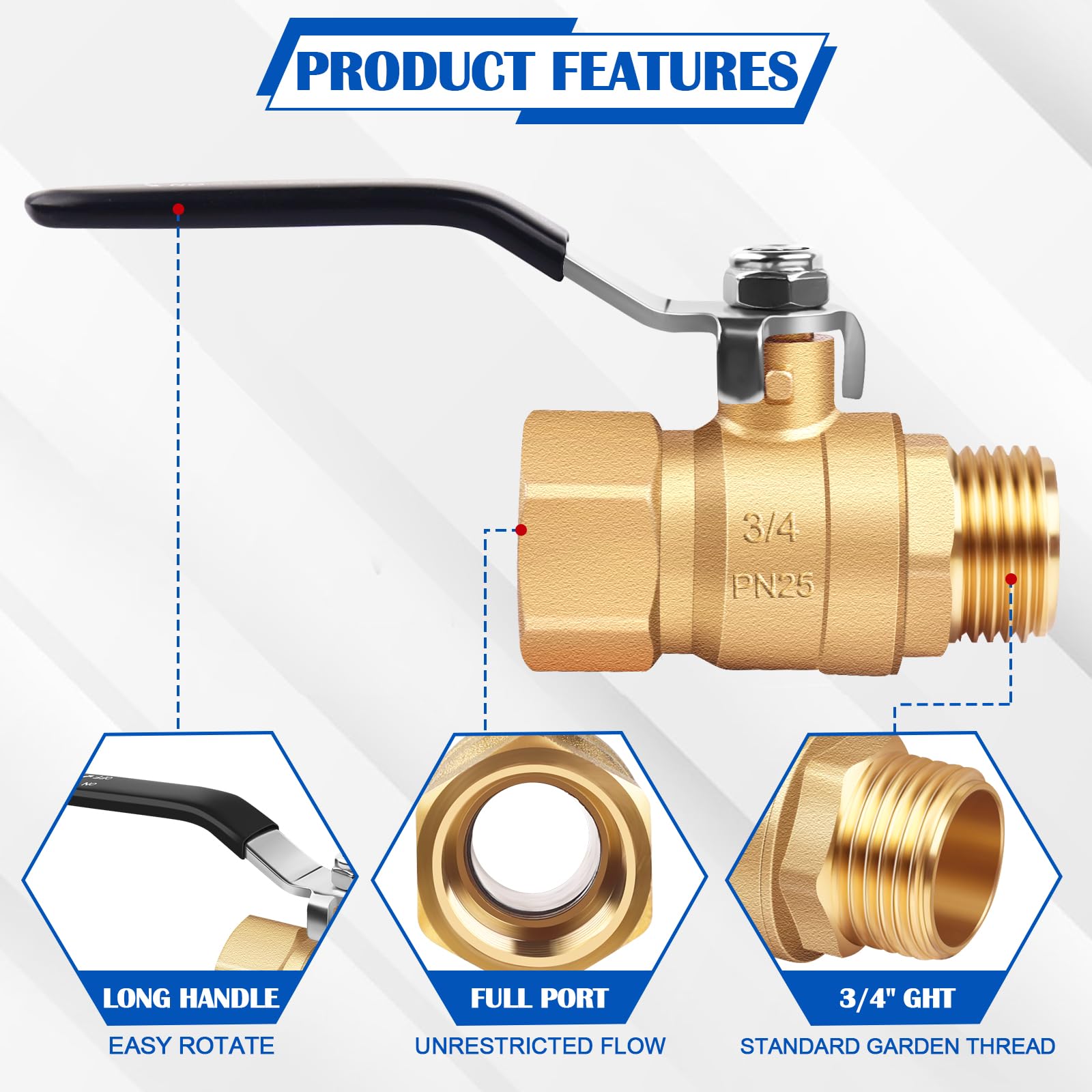 Snapklik.com : Upgraded Garden Hose Shut Off Valve, Full Flow Water ...