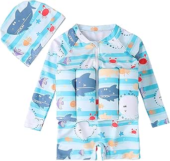 Baby Swimsuit with Swimming Cap Swimming Costumes for Toddler Boy Long ...