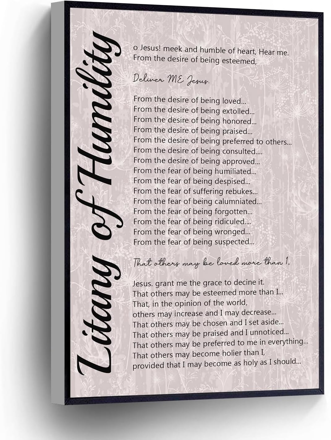 Amazon.com: Catholic Prayer Litany Of Humility Canvas Print Dandelion ...