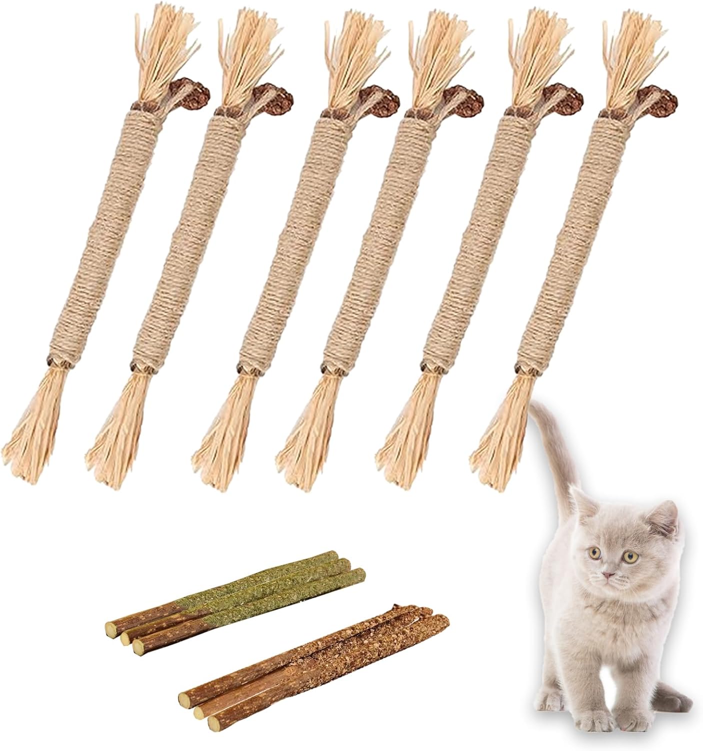 GIAPINST 6 Cat Catnip Sticks, 6 Natural Matatabi Silvervine Chew Sticks ...