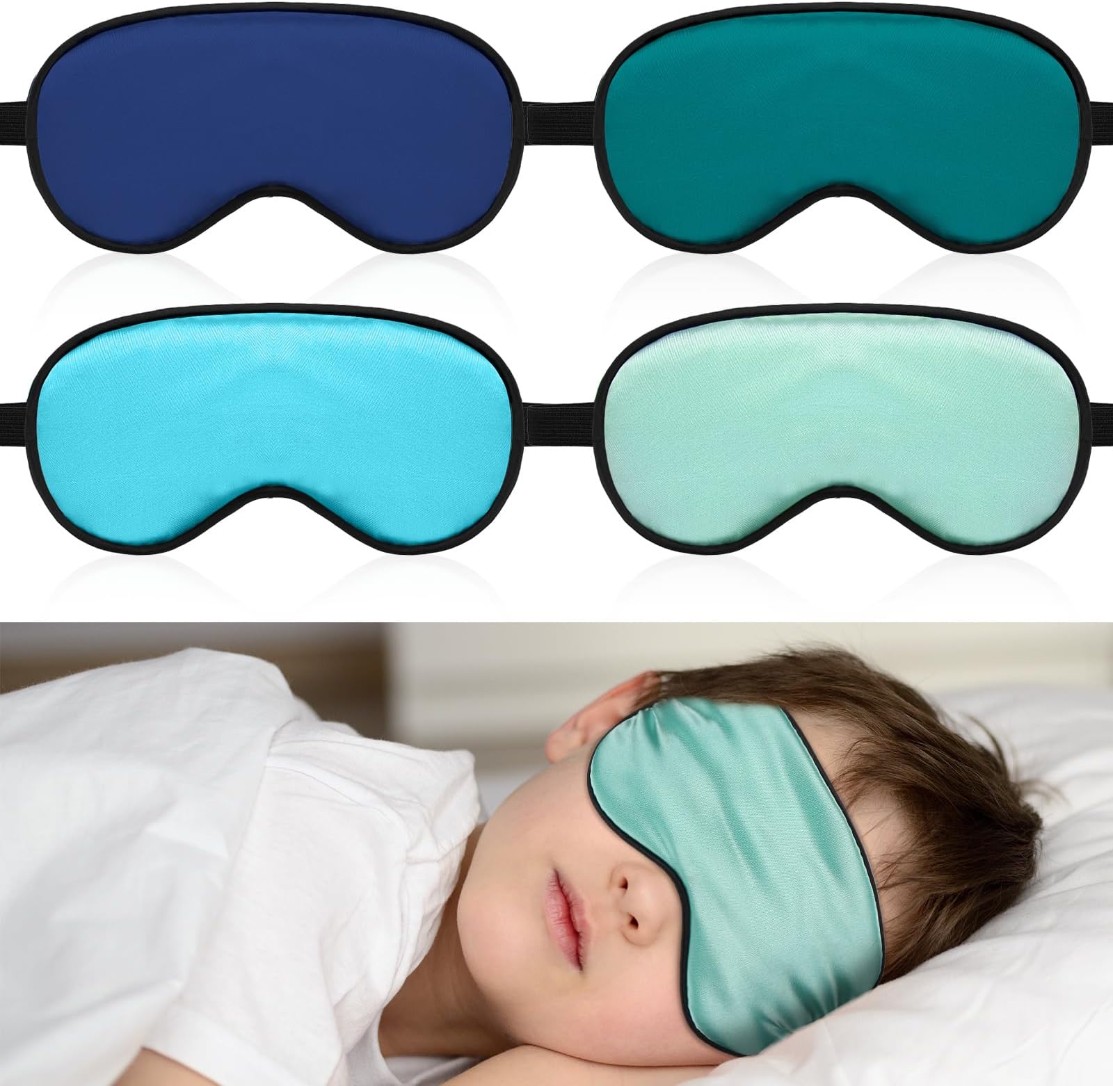 Amazon.com: Sintege 4 Pcs Silk Eye Mask for Sleeping Kids Soft Eye ...
