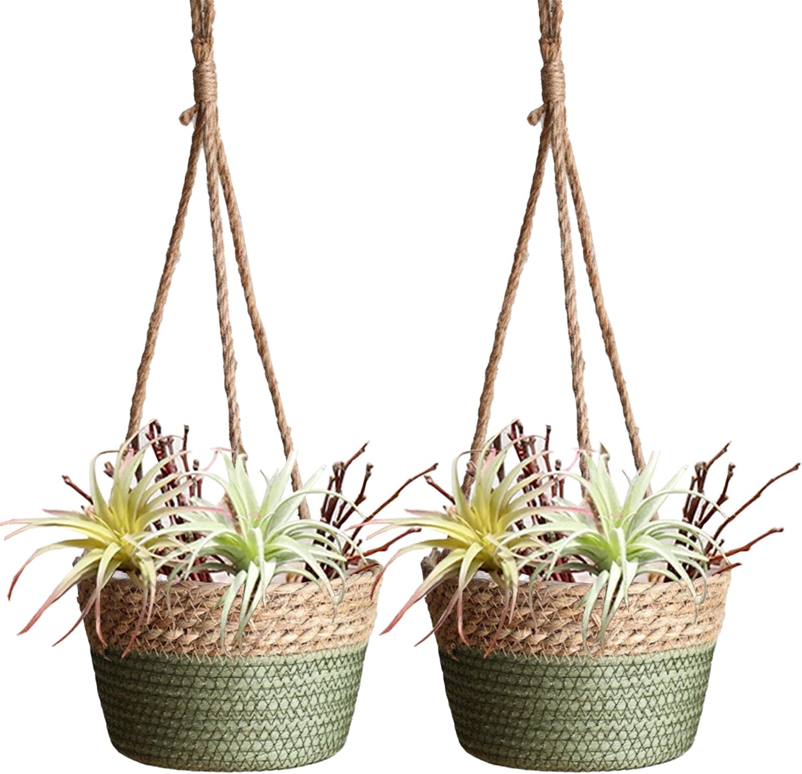 POTRUWE 2 Packs Macrame Plant Hangers Seagrass Plant Indoor Boho Hanger ...